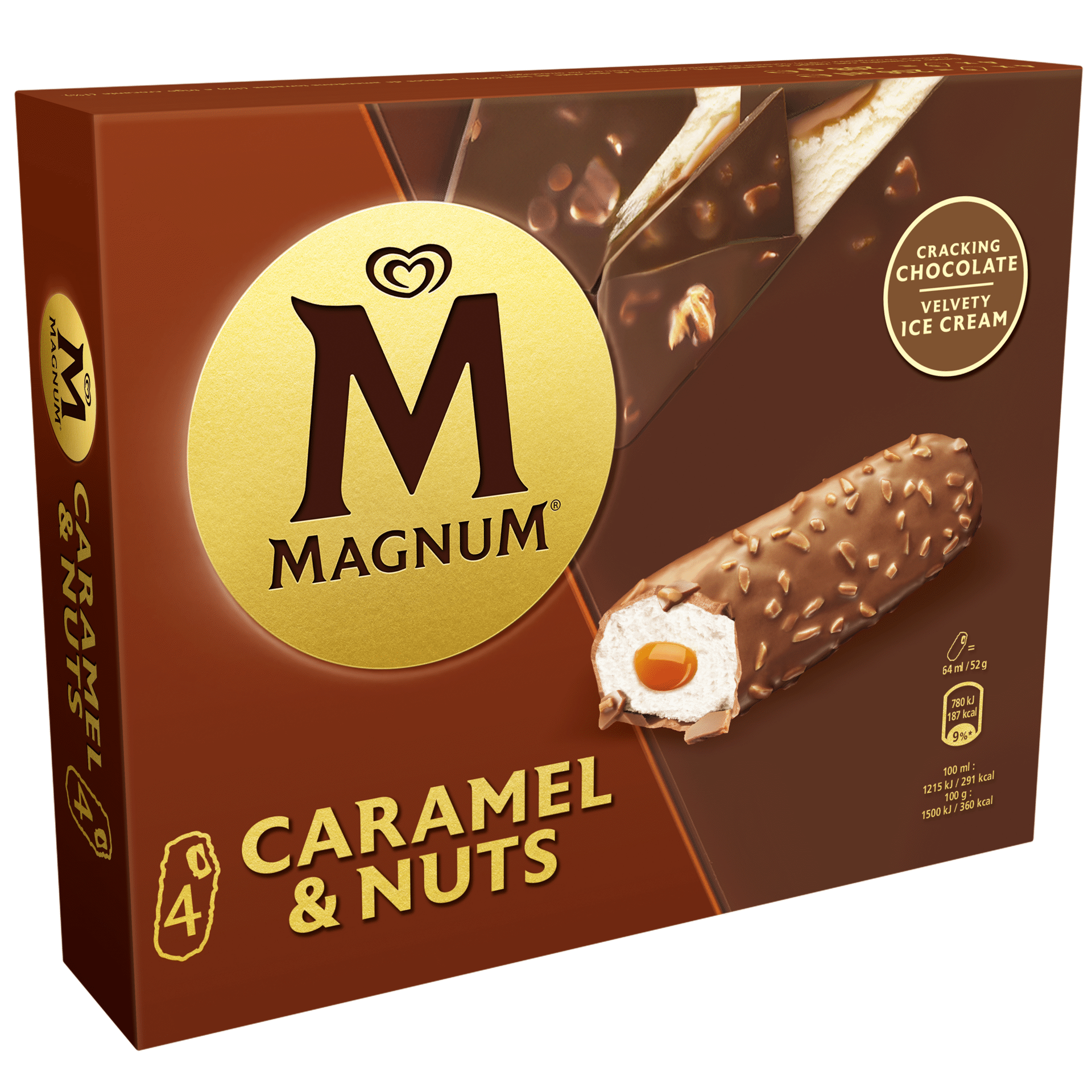 Gelado Caramel & Nuts Magnum - emb. 256 ml (4 un) | Continente Online