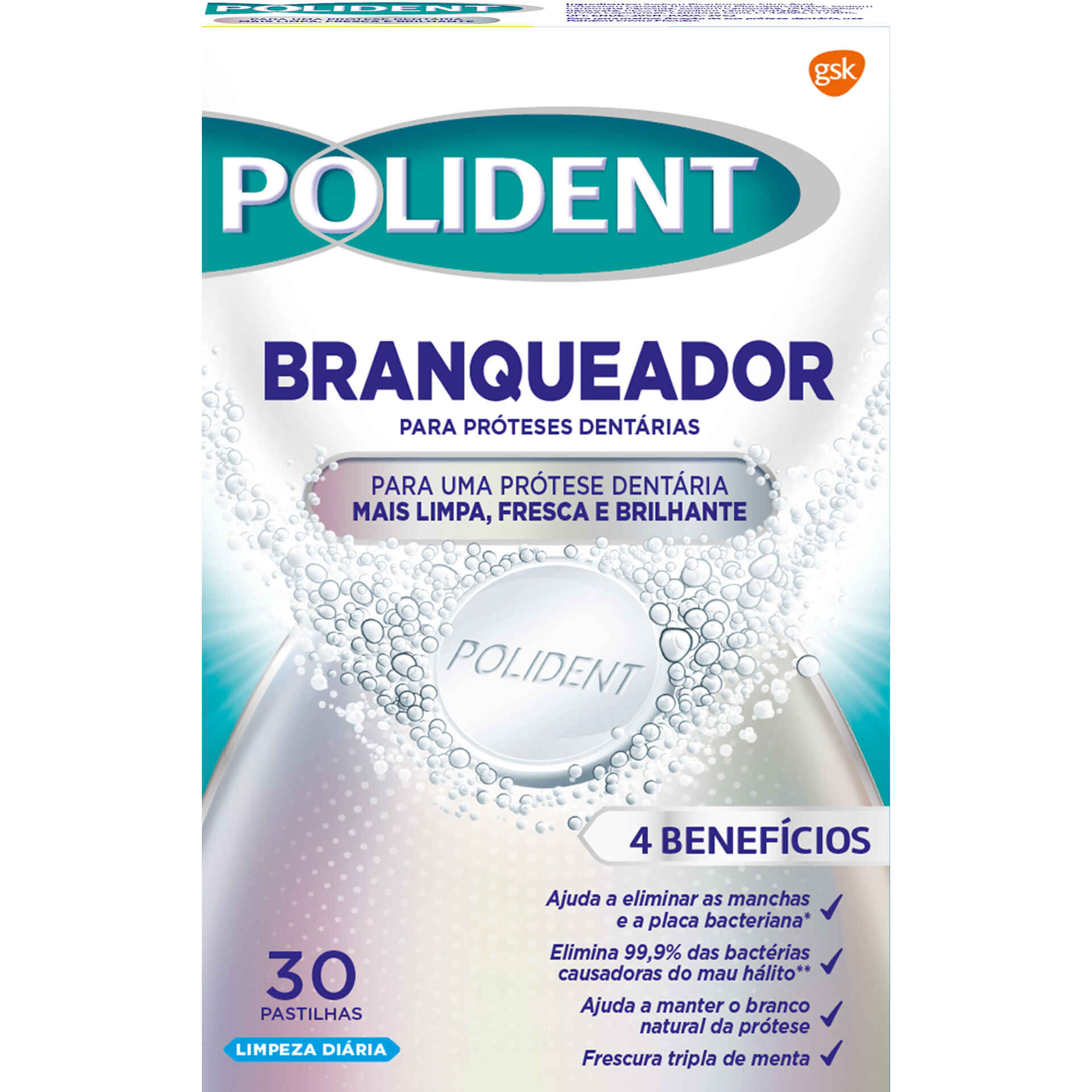 Pastilhas Limpeza de Próteses Dentárias Branqueadoras Polident ...