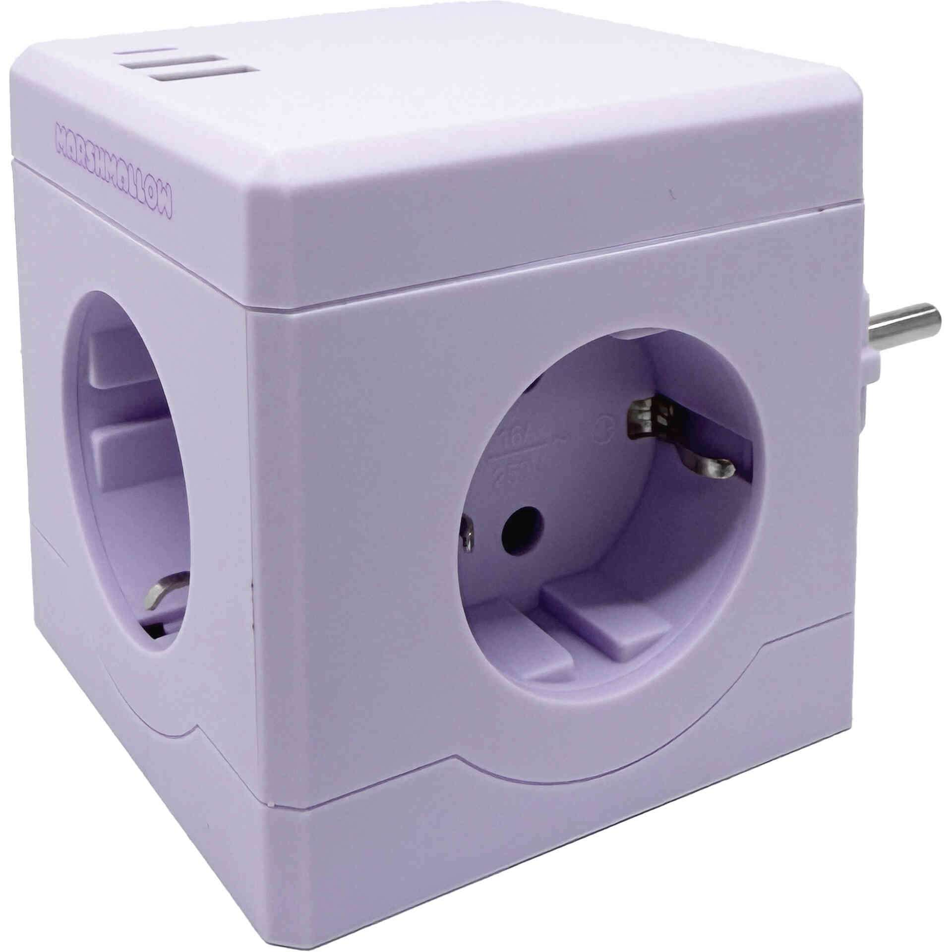 Ficha com 3 Tomadas 1 USB e 1 Type C Lilás Marshmallow - emb. 1 un ...