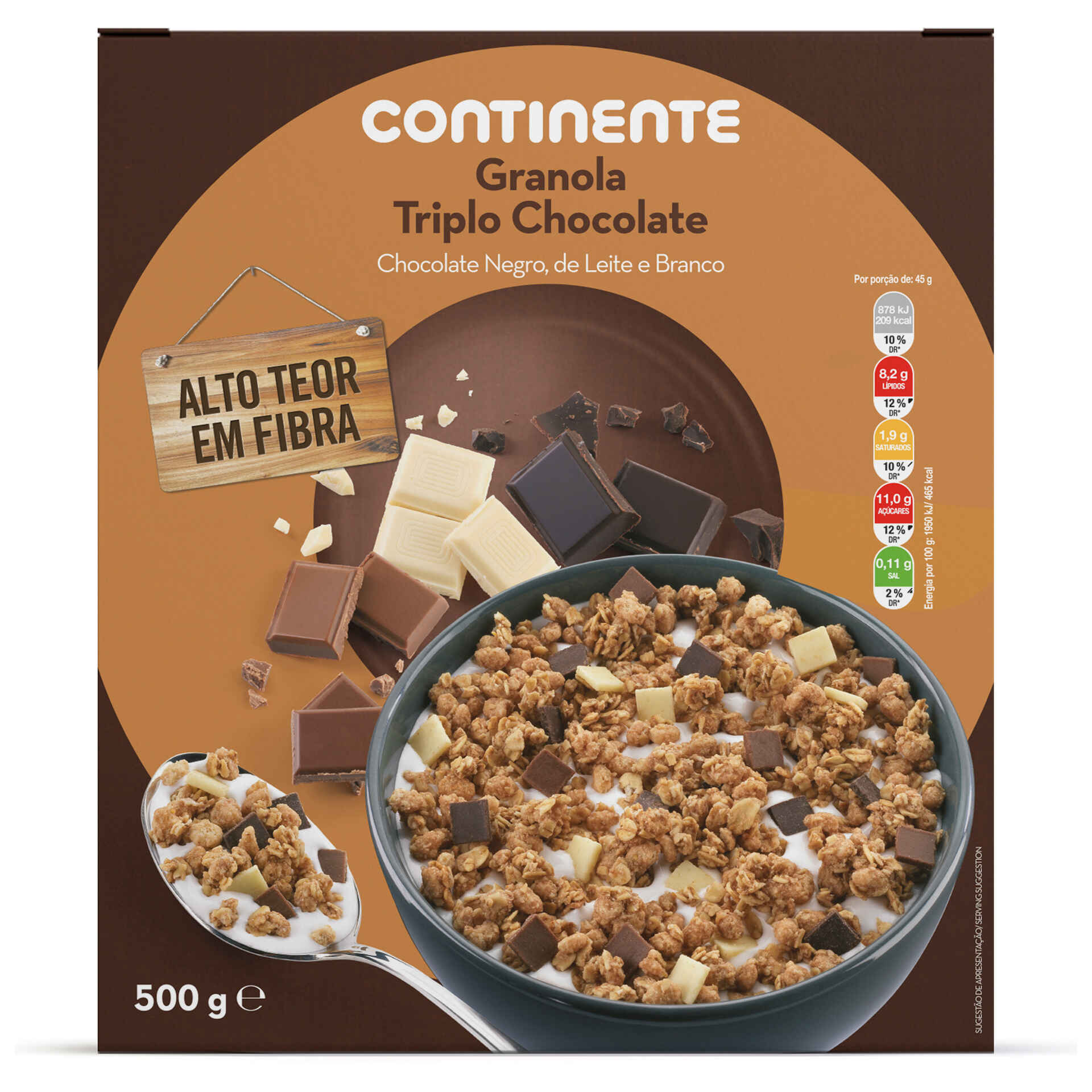 Granola Triplo Chocolate emb. 500 gr - Continente | Continente