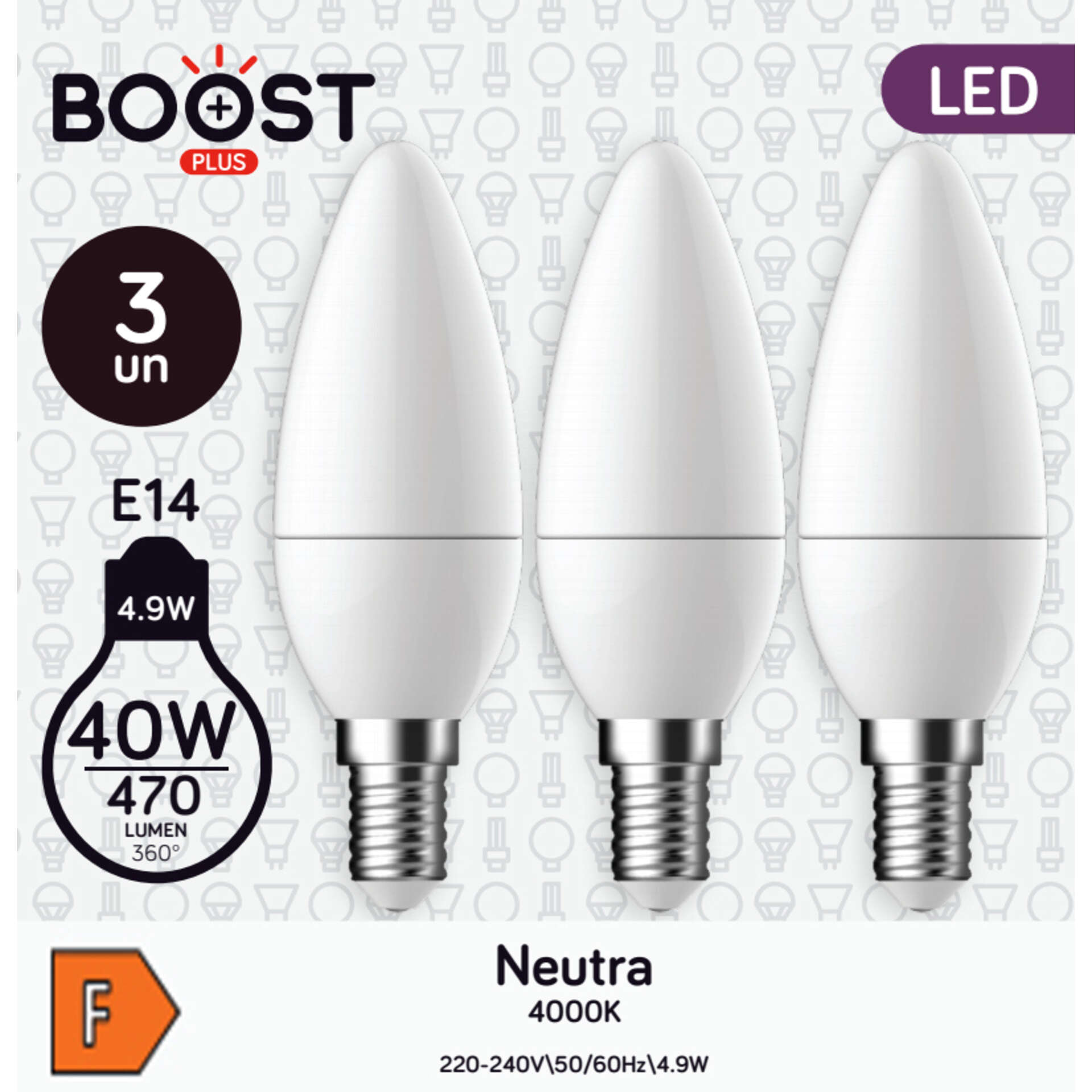 Lâmpada LED Chama E14 4000K 40W Boost - emb. 3 un | Continente Online