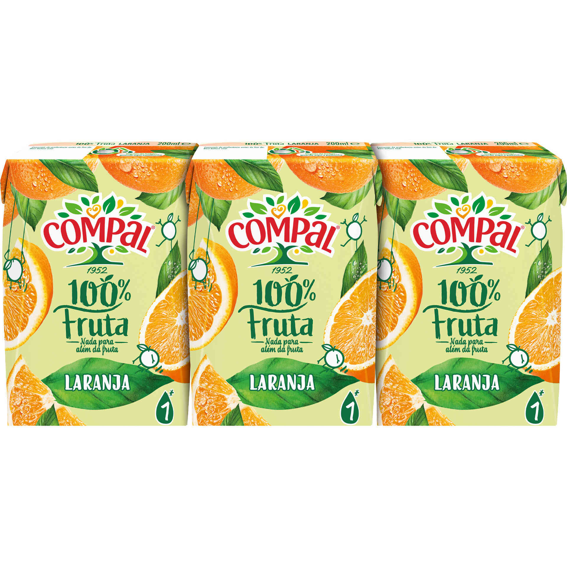 Sumo 100% Laranja Compal 100% Fruta - emb. 3 x 20 cl | Continente Online