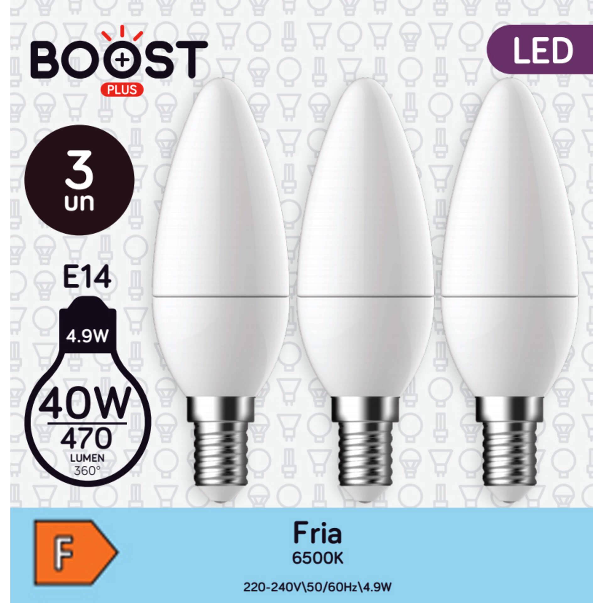 Lâmpada LED Chama E14 6500K 40W Boost - emb. 3 un | Continente Online