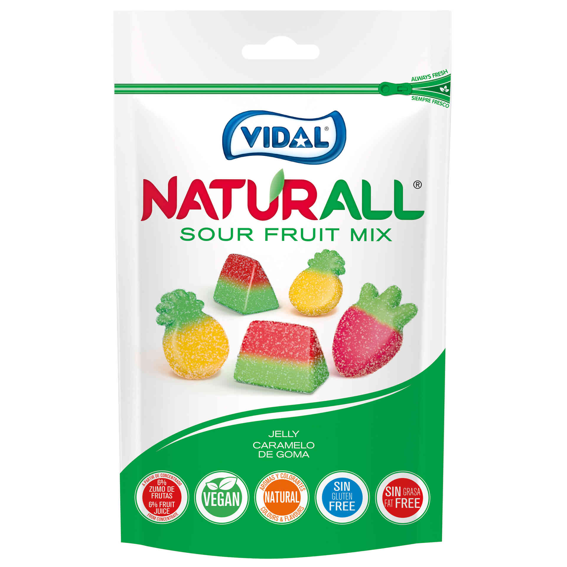 Gomas Natural Sour Fruit Mix Vidal - emb. 180 gr | Continente Online