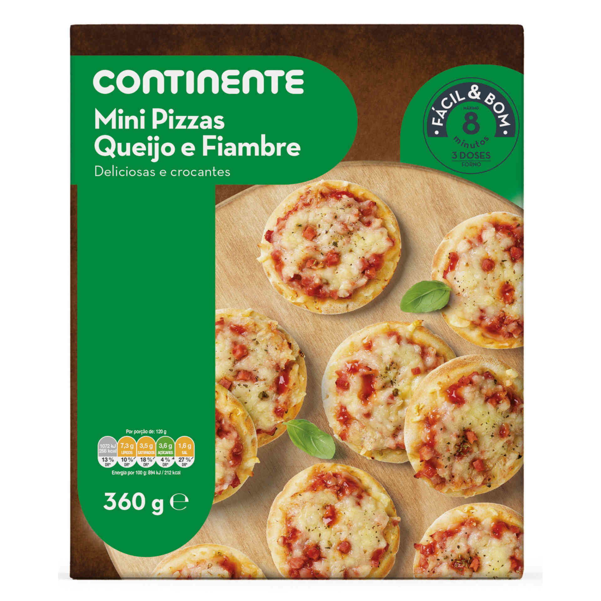 Mini Pizzas Queijo e Fiambre Continente - emb. 360 gr | Continente Online
