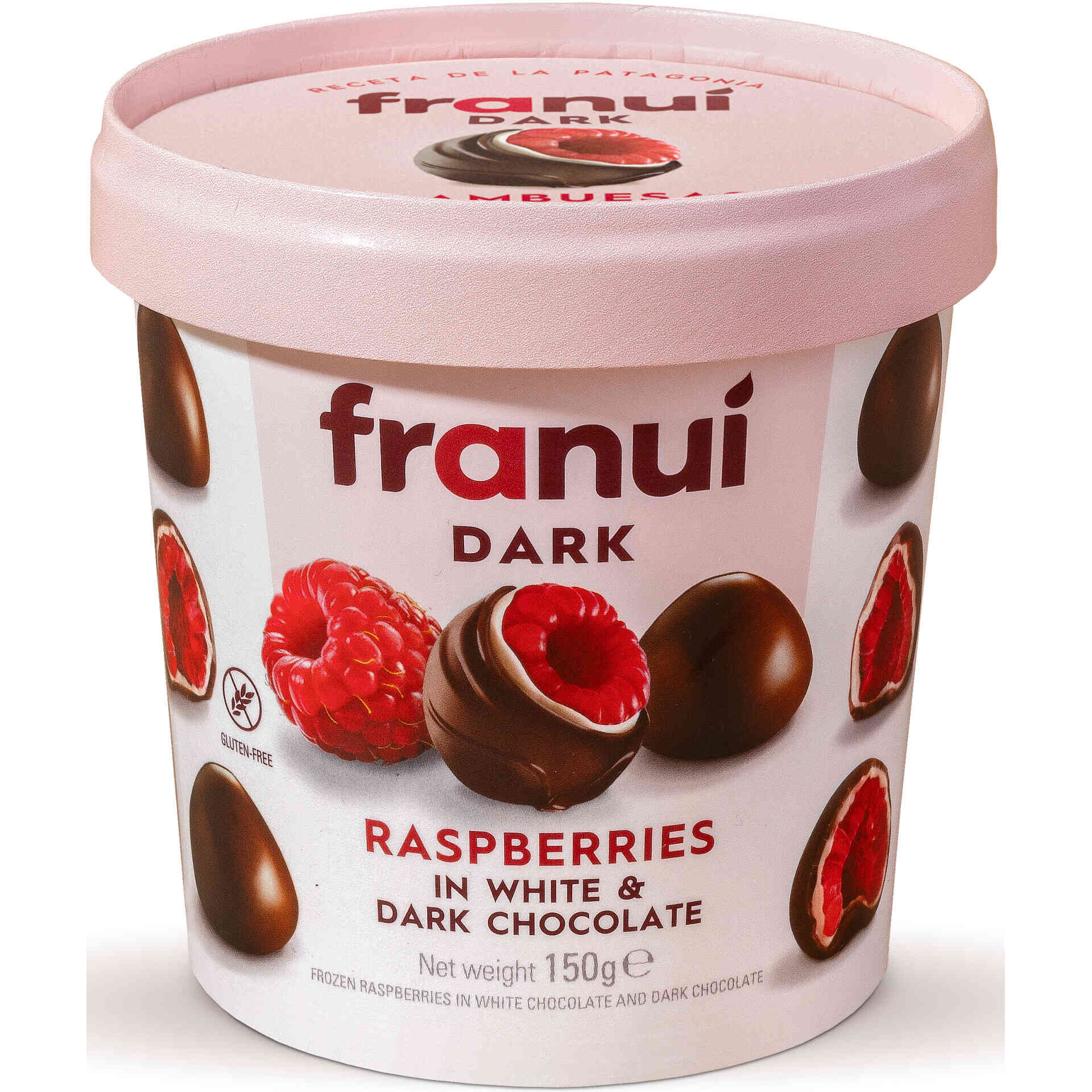 Framboesas Cobertas com Chocolate Branco e Chocolate Negro Franuí - emb ...