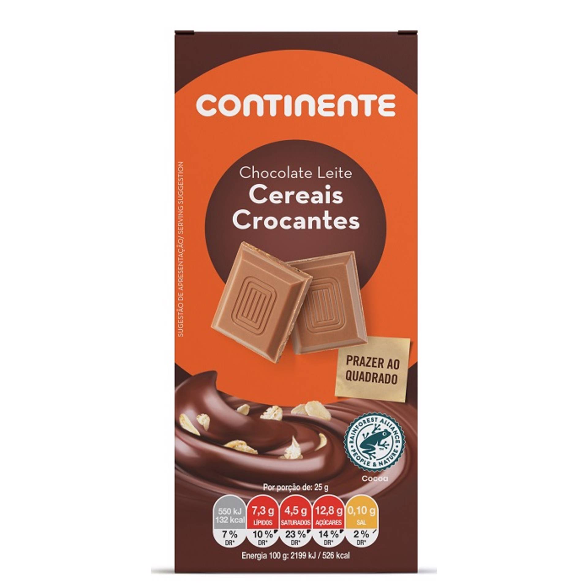 Tablete de Chocolate Cereais Crocantes Continente - emb. 100 gr ...