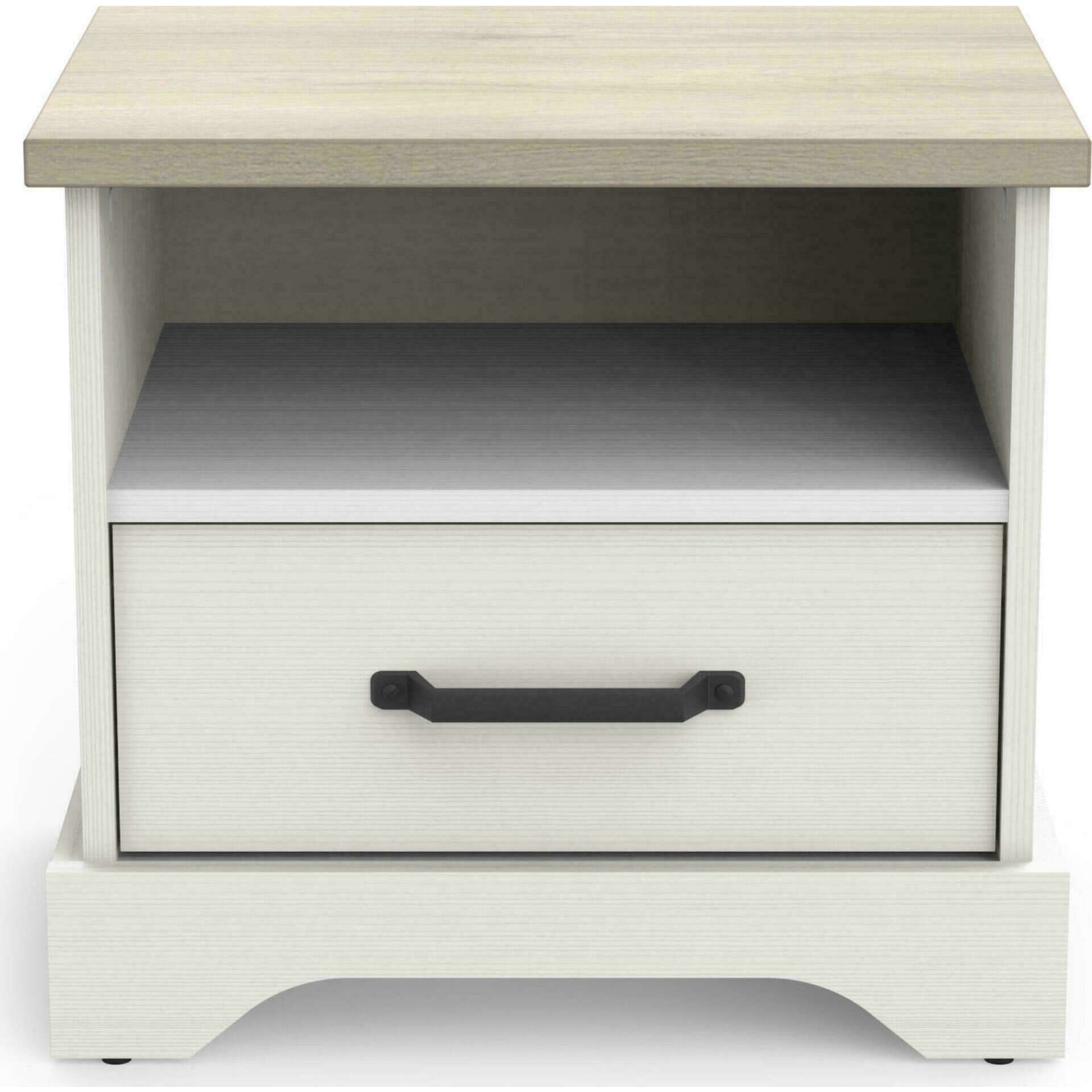 Mesa de Cabeceira 47x35x44cm Branca e Carvalho Cottage - 1 un ...