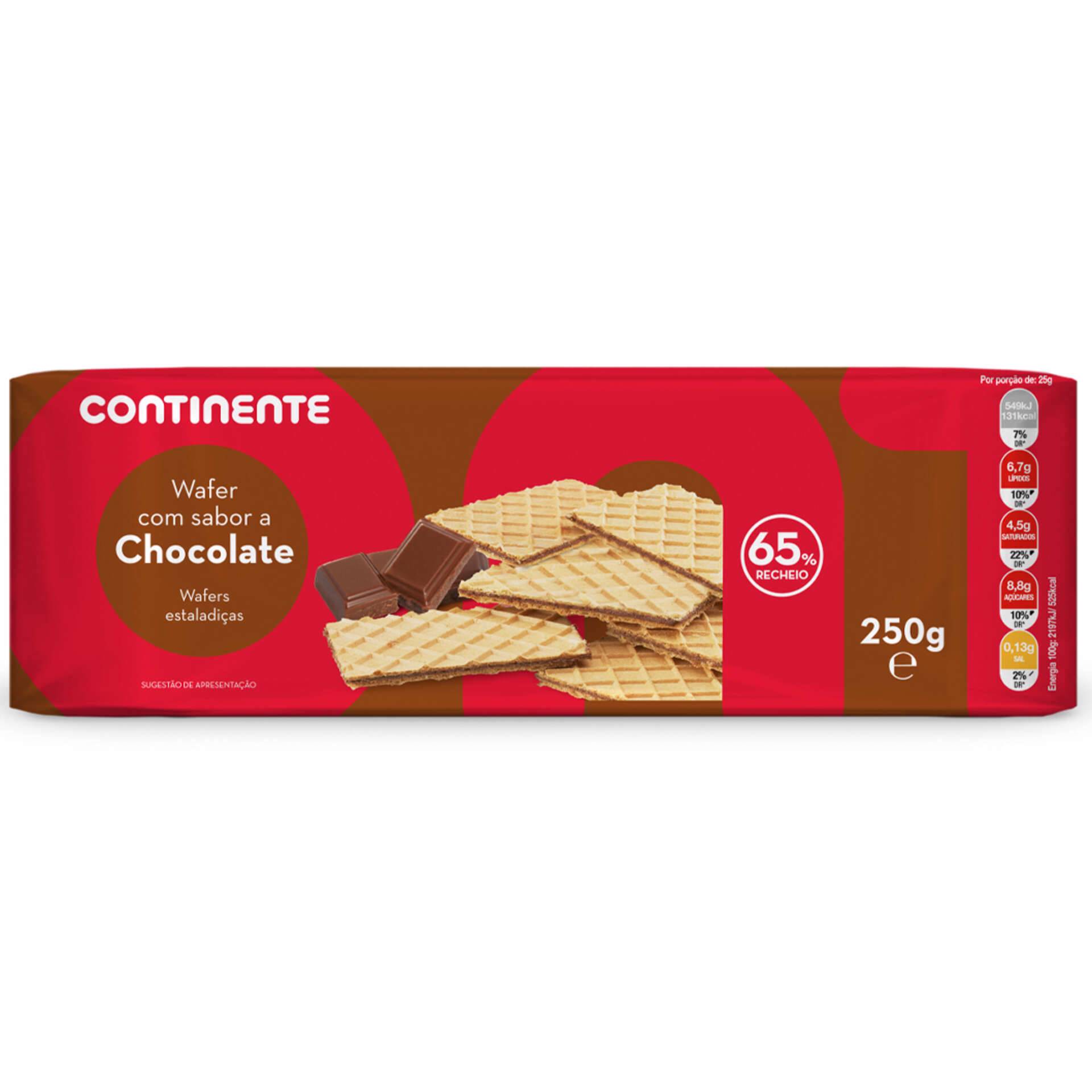 Bolachas Wafers com Recheio de Chocolate Continente - emb. 250 gr ...