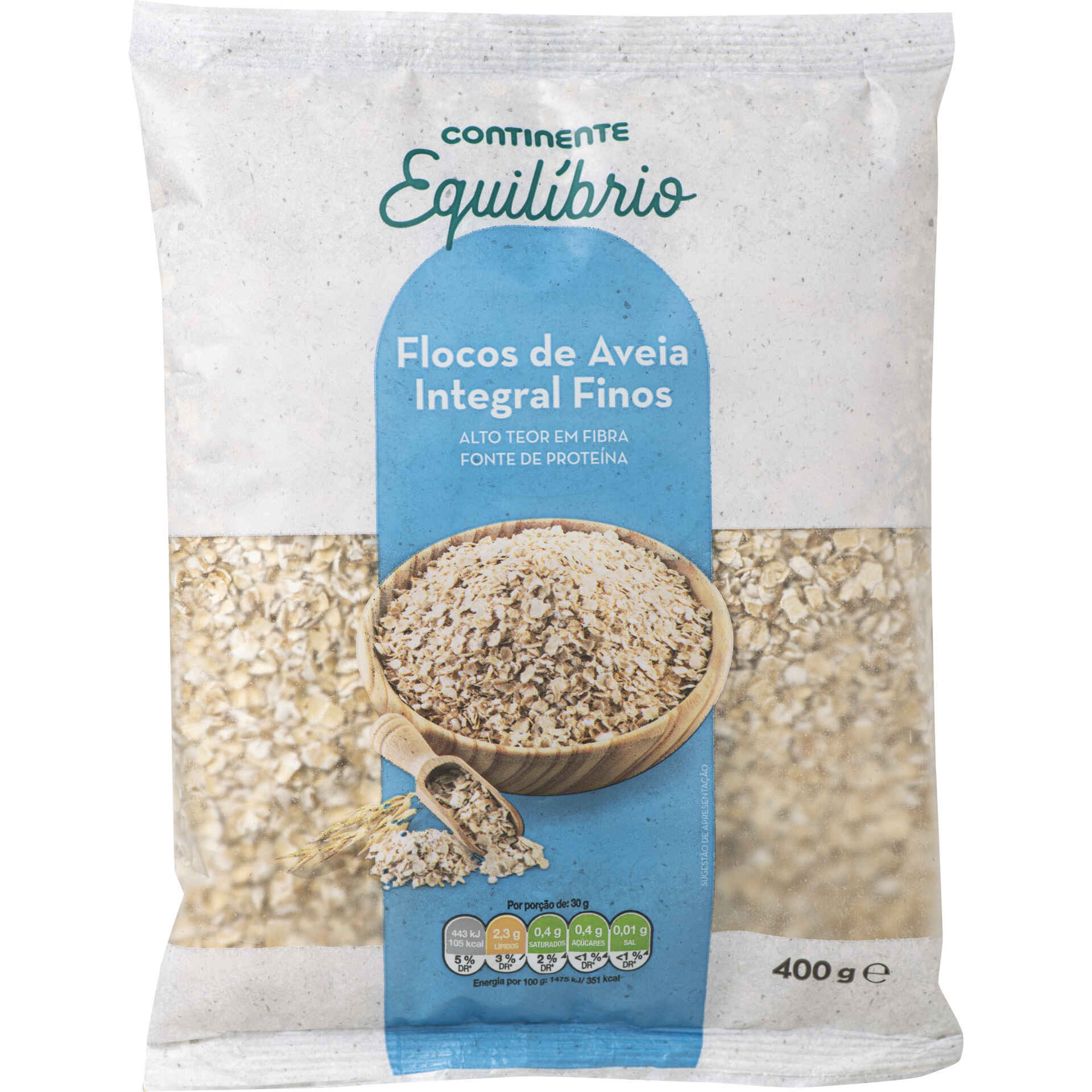 Flocos de Aveia Integral Finos Continente Equilíbrio - emb. 400 gr ...