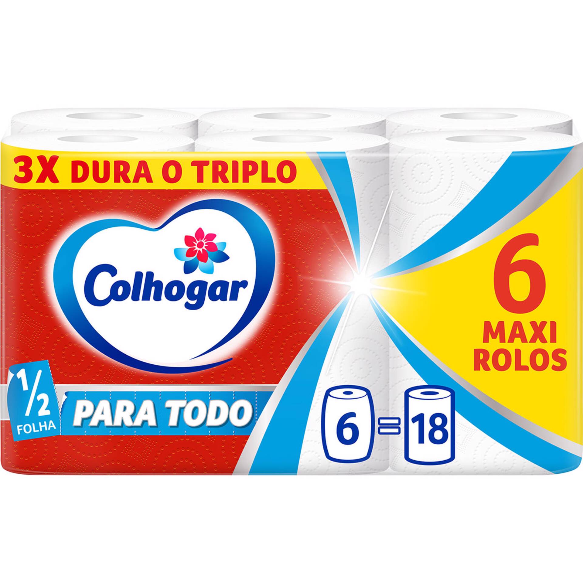 Rolo de Cozinha Paratodo XXL Triplo com Meia Folha Colhogar - 6 rolos ...
