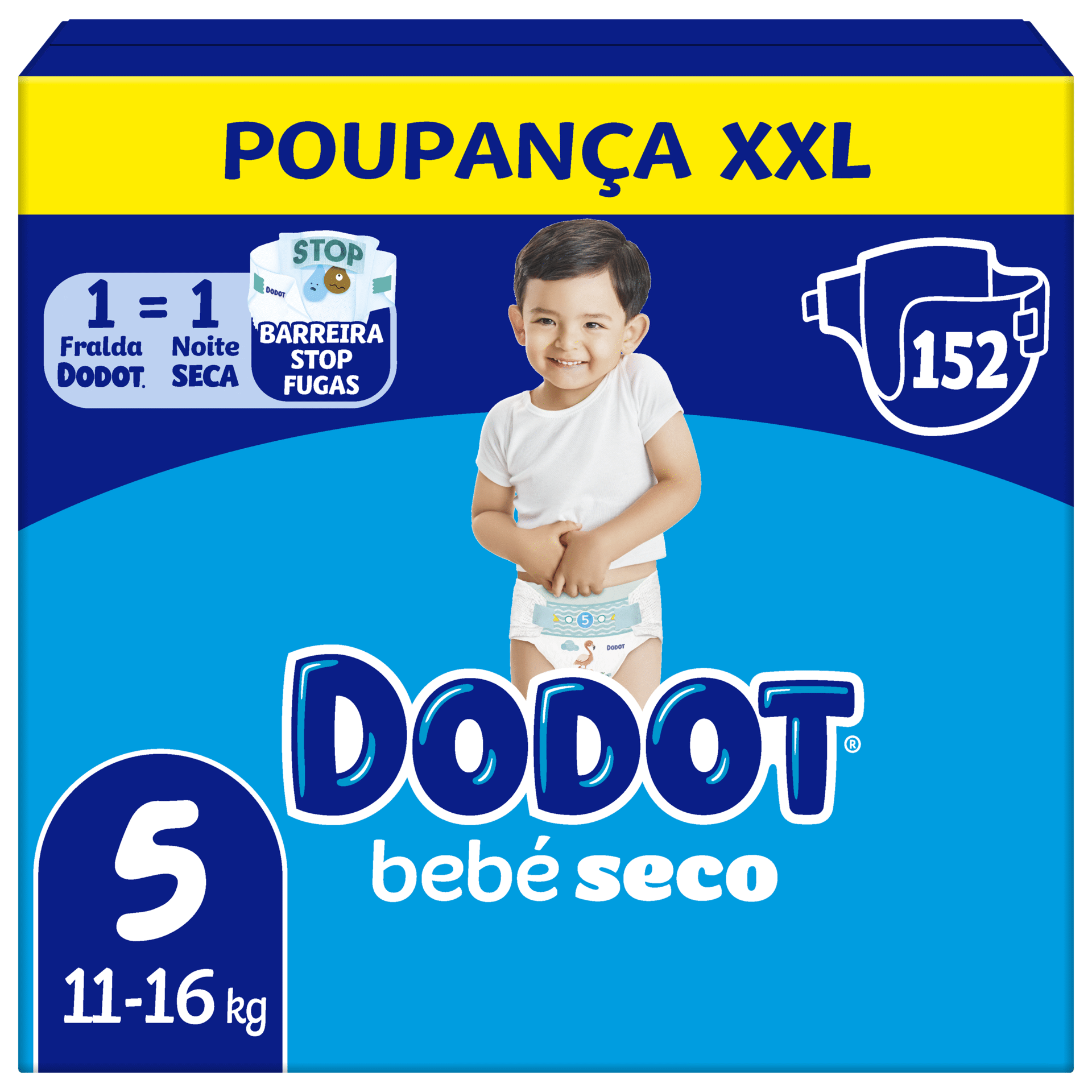 Fraldas Bebé Seco 11-16kg T5 Dodot | Continente Online