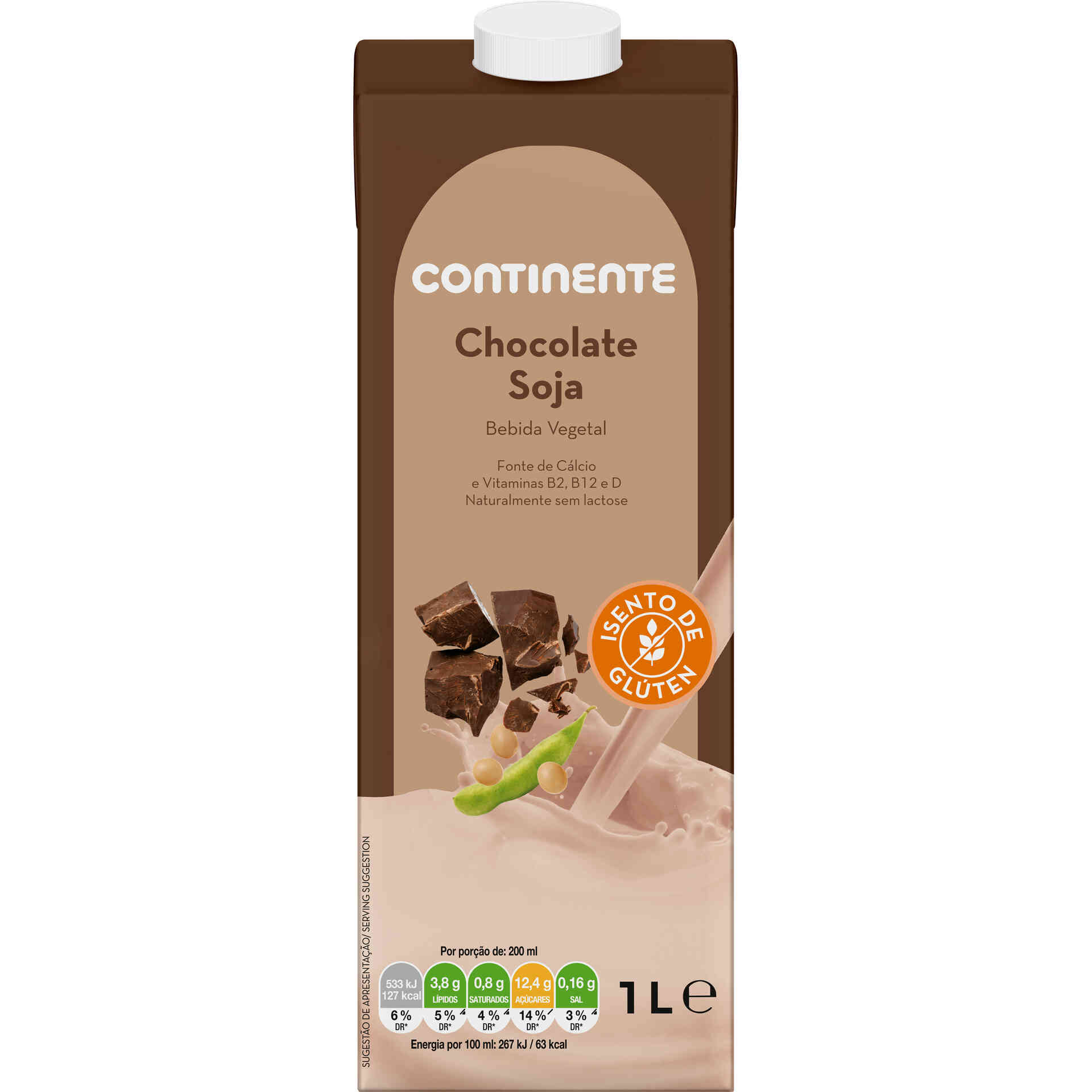 Bebida Vegetal de Soja e Chocolate Continente - emb. 1 lt | Continente ...