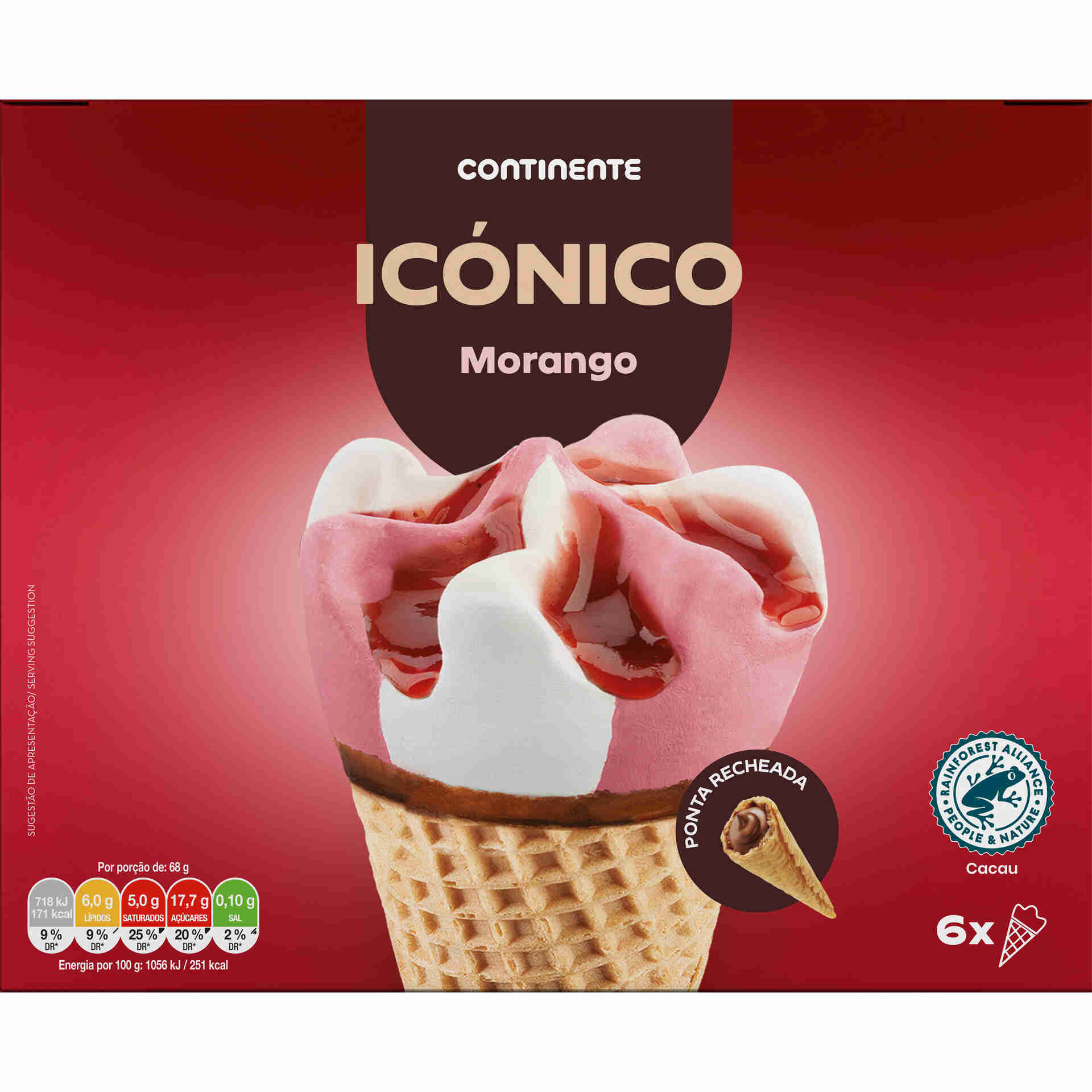 Gelado Icónico Morango Continente | Continente Online