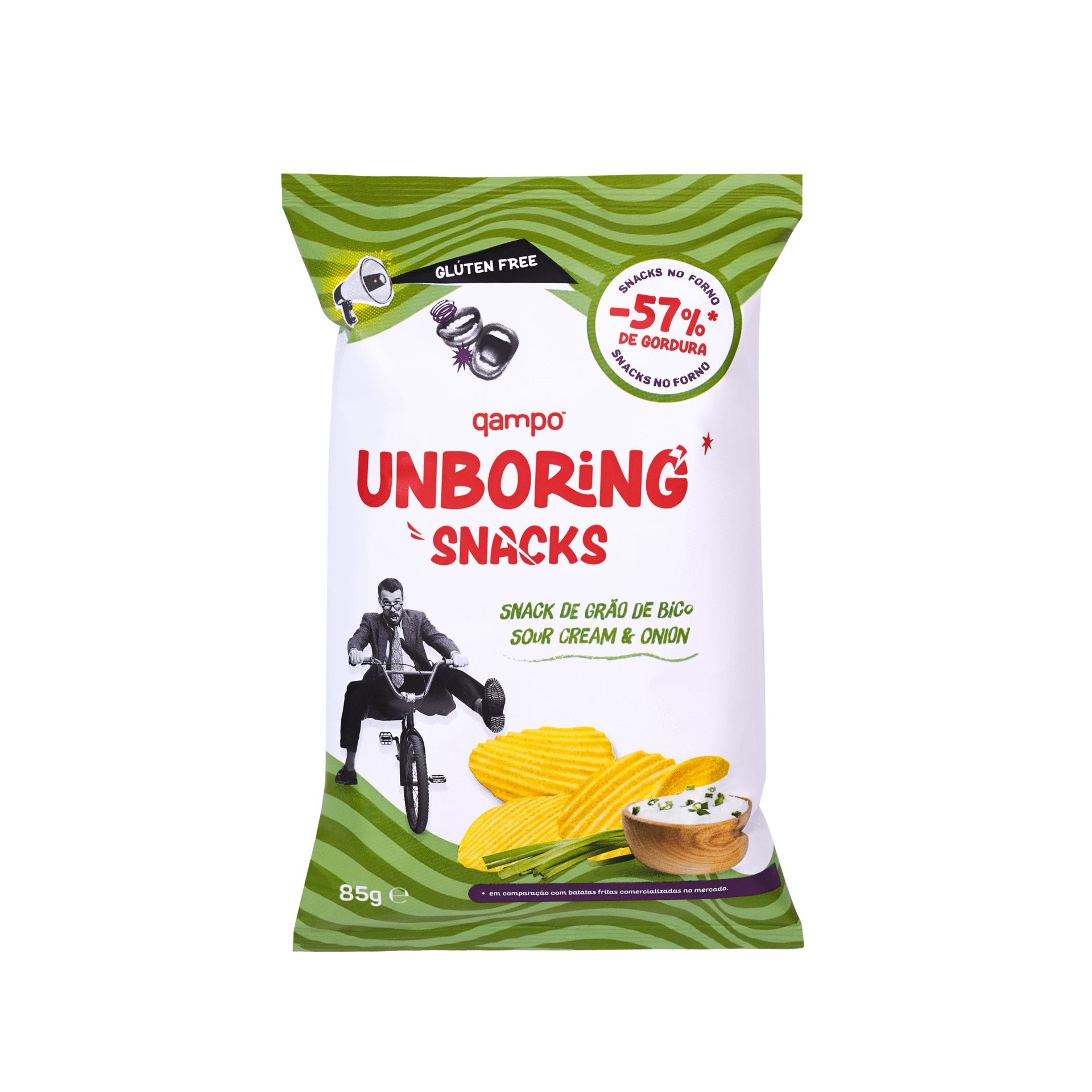 Snacks Salgados Grão de Bico, Sour Cream e Cebola Unboring - emb. 85 gr ...