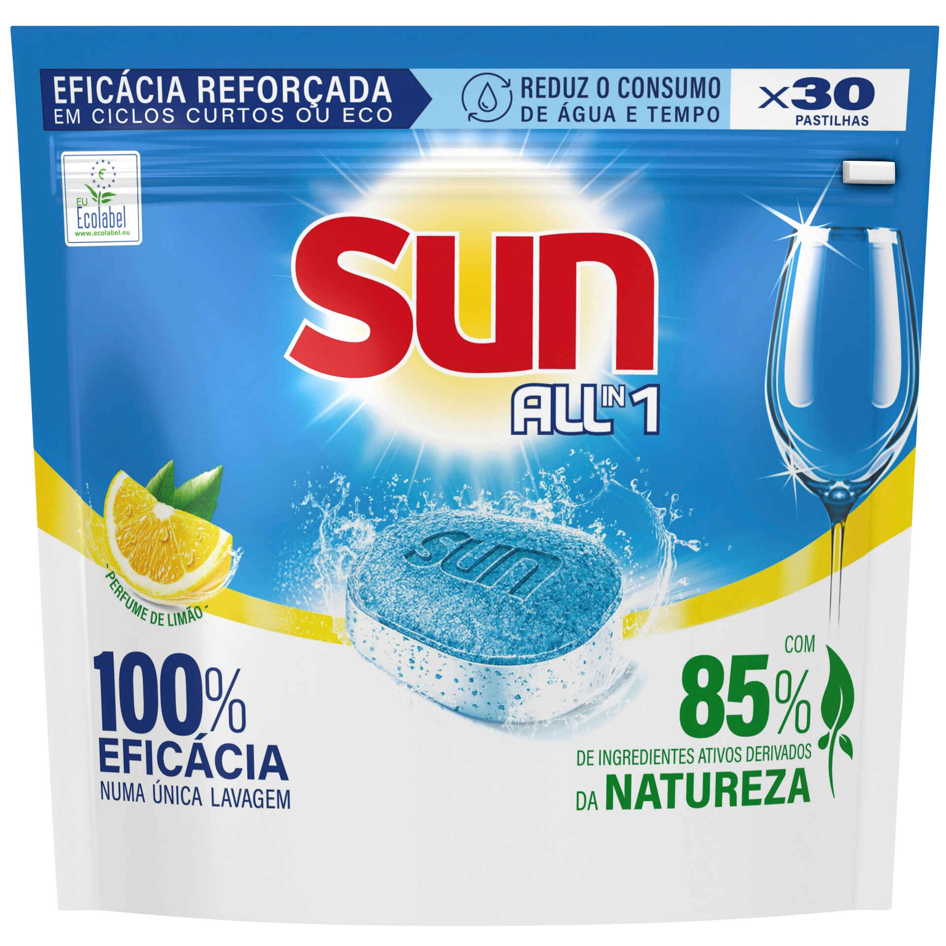 Detergente Máquina Loiça Pastilhas All in 1 Limão Sun | Continente Online
