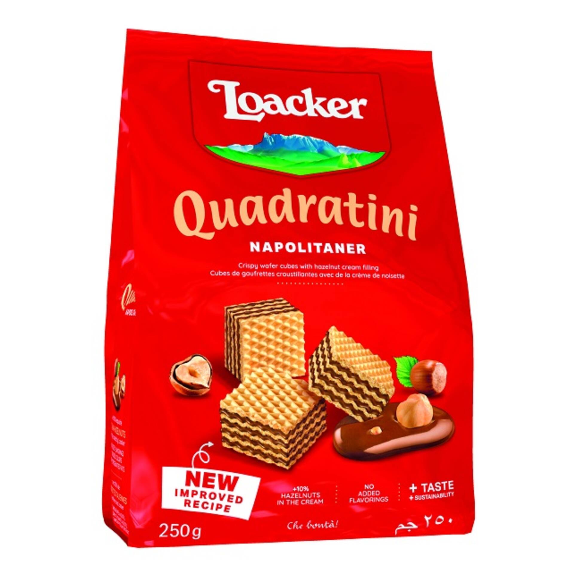 Bolachas Wafers Quadratini com Recheio Avelã Loacker - emb. 250 gr ...