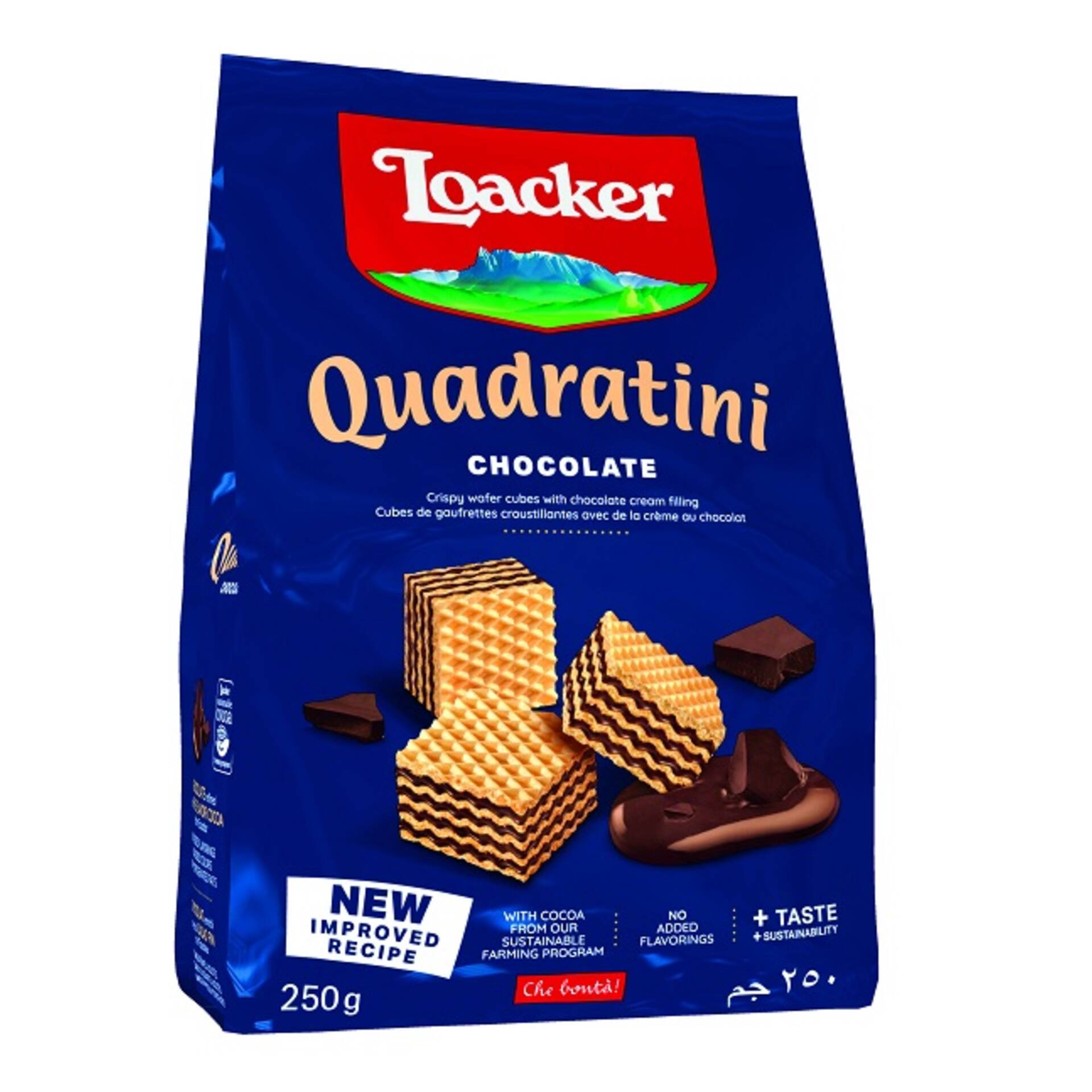 Bolachas Wafers Quadratini com Recheio de Chocolate Loacker - emb. 250 ...