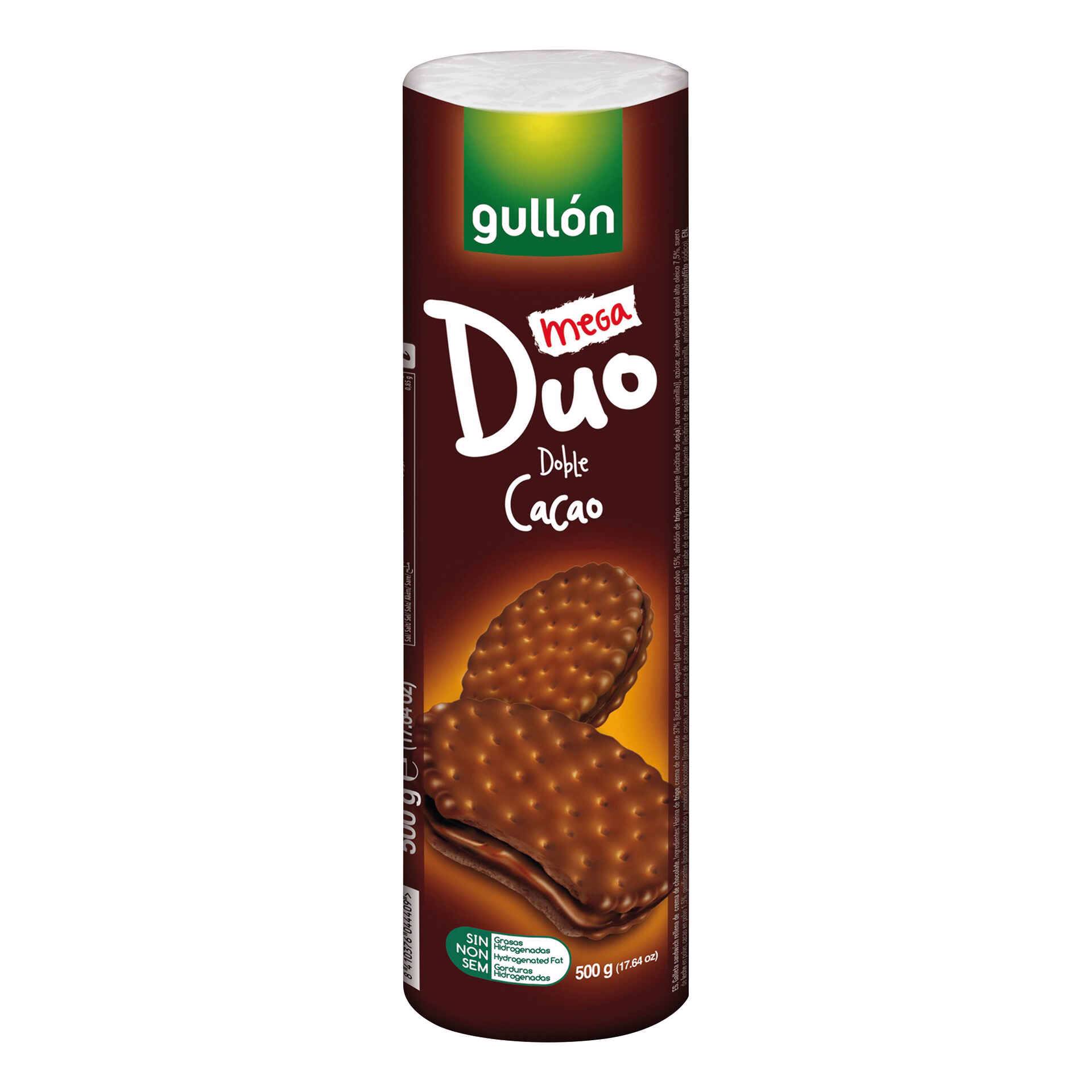 Bolachas Recheadas Com Cacau Mega Duo Duplo Gullón Emb 500 Gr