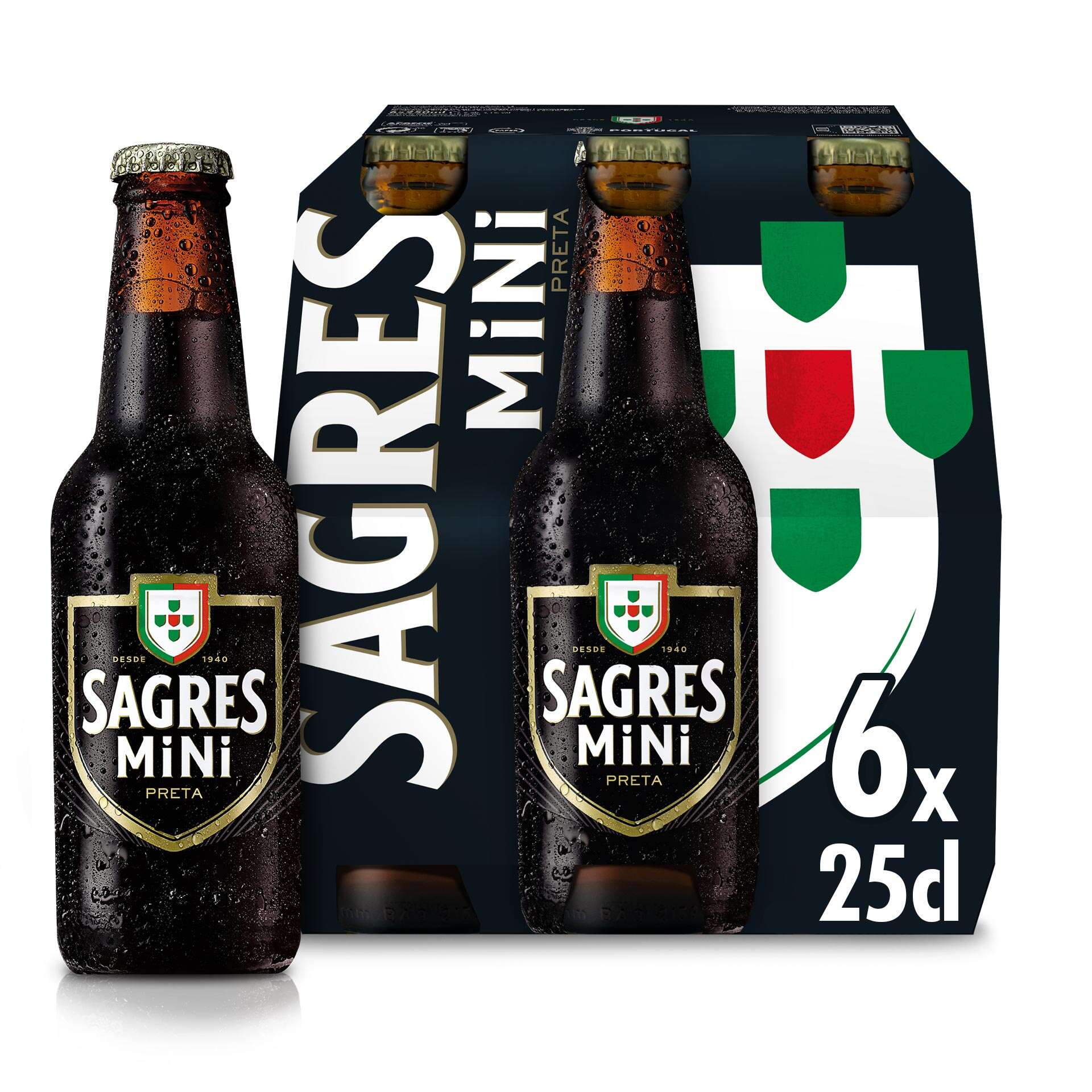 Cerveja com Álcool Preta Mini emb. 6 x 25 cl - Sagres | Continente