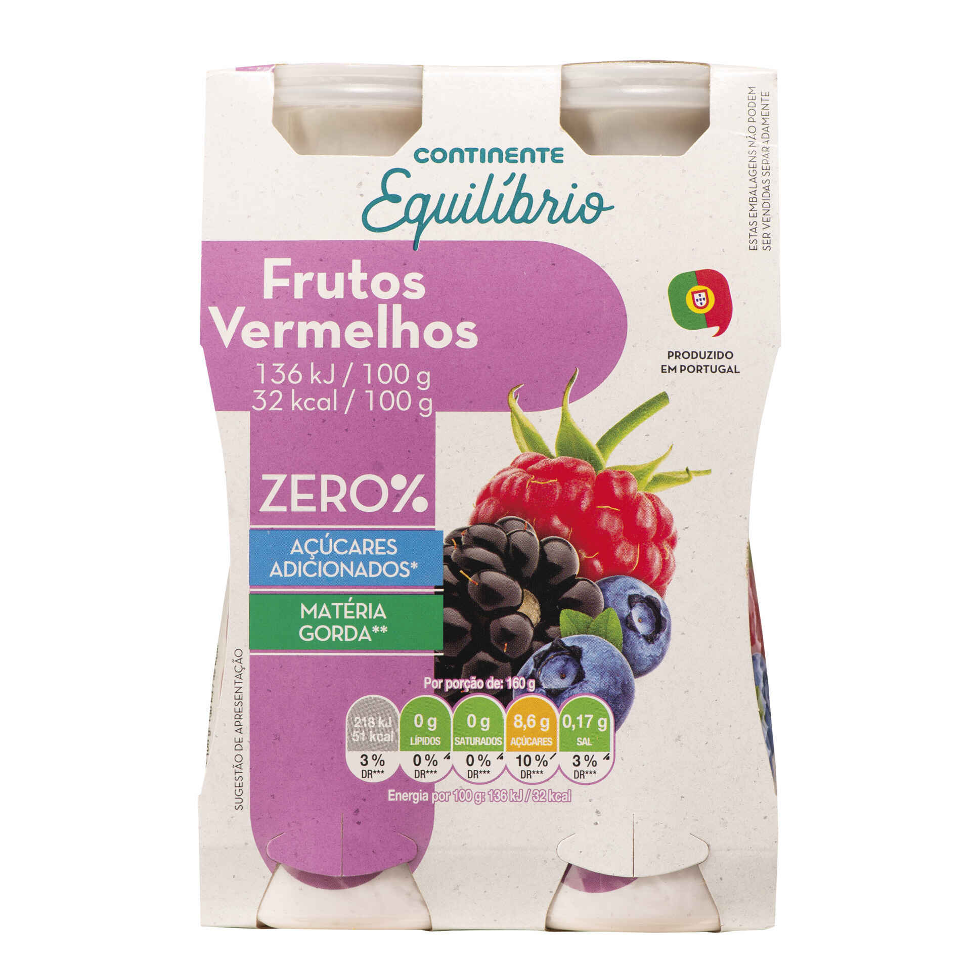 Iogurte Líquido Magro Frutos Vermelhos Continente Equilíbrio ...