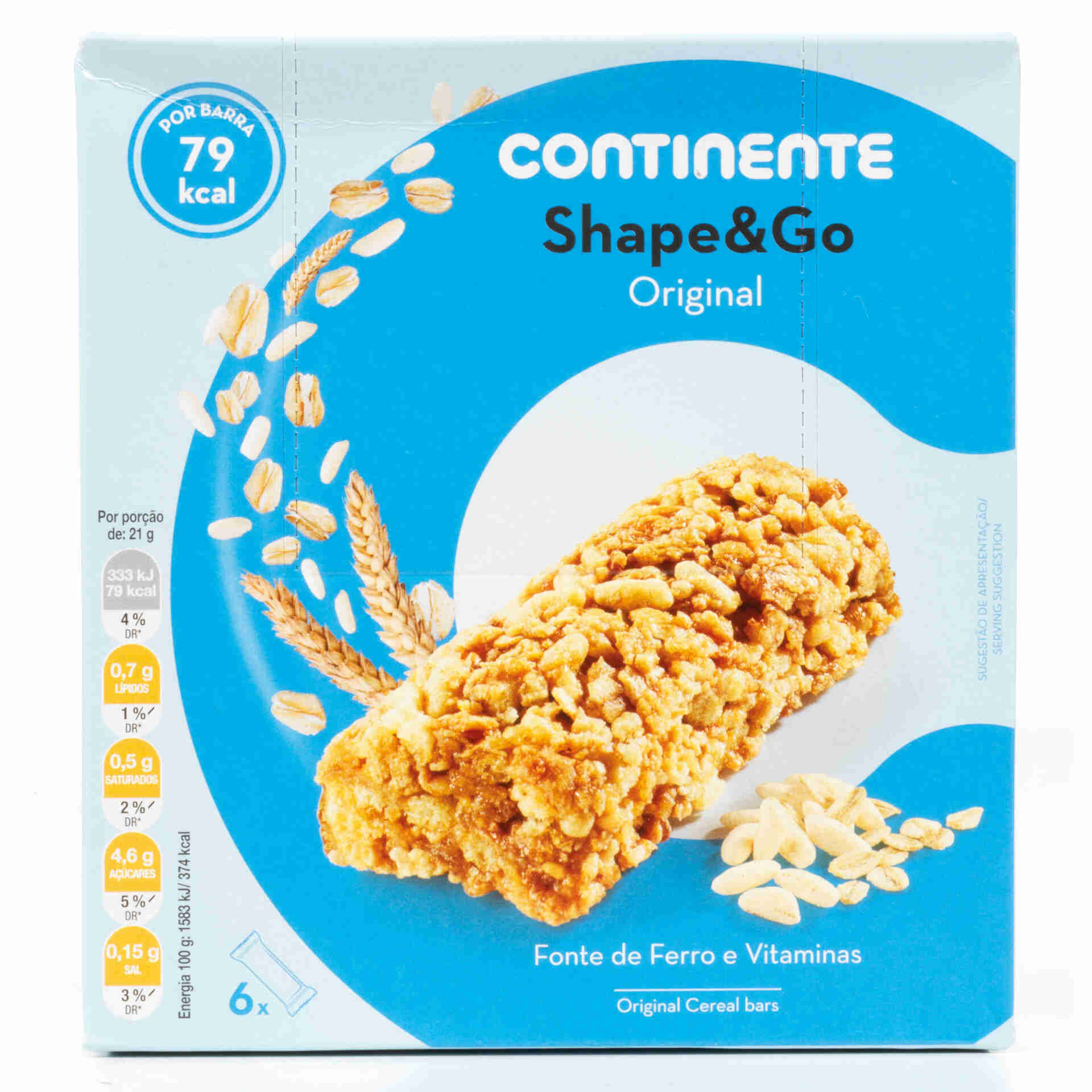 Barras de Cereais Original Shape & Go Continente - emb. 126 gr (6 un ...