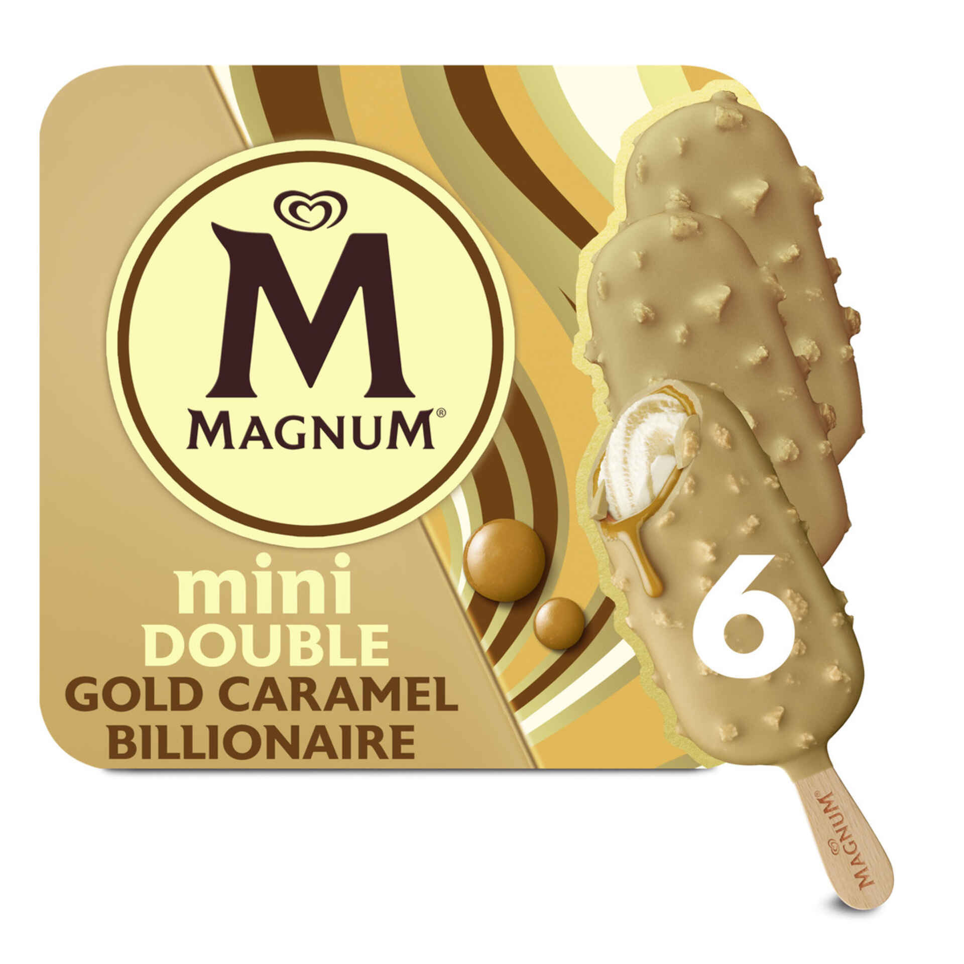Gelado Mini Double Gold Caramelo Billionaire Magnum - emb. 330 ml (6 un ...