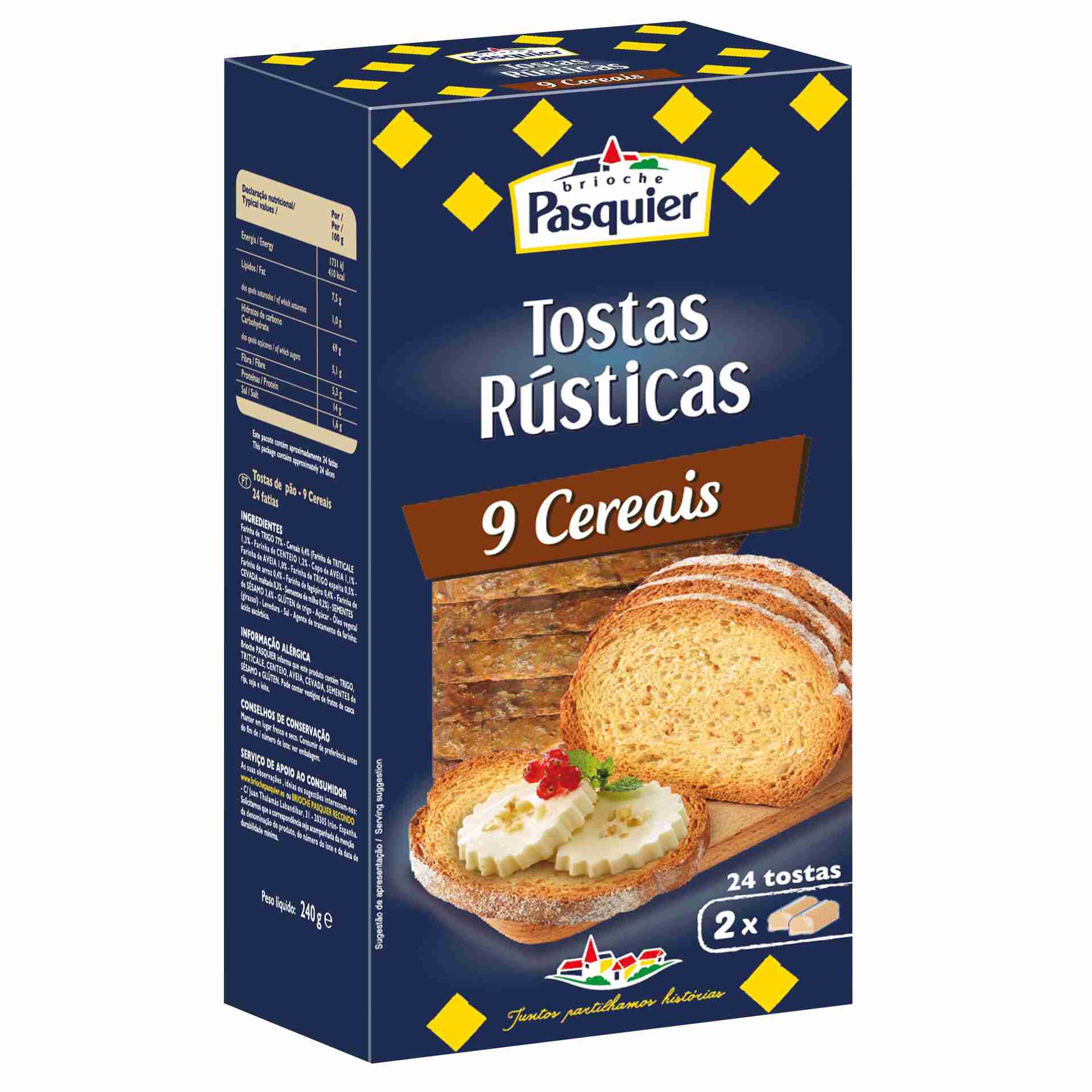 Tostas Rústicas 9 Cereais - 2 un x 120 gr (240 gr) - Brioche Pasquier ...
