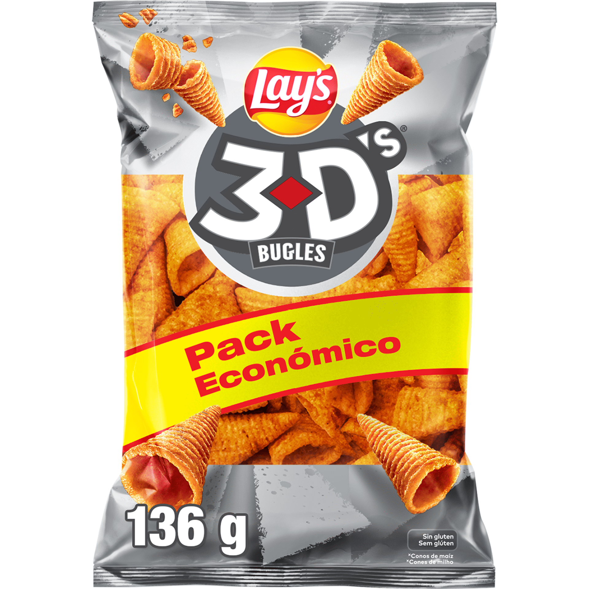 Snacks Milho 3D's Cones Lay's - emb. 136 gr | Continente Online
