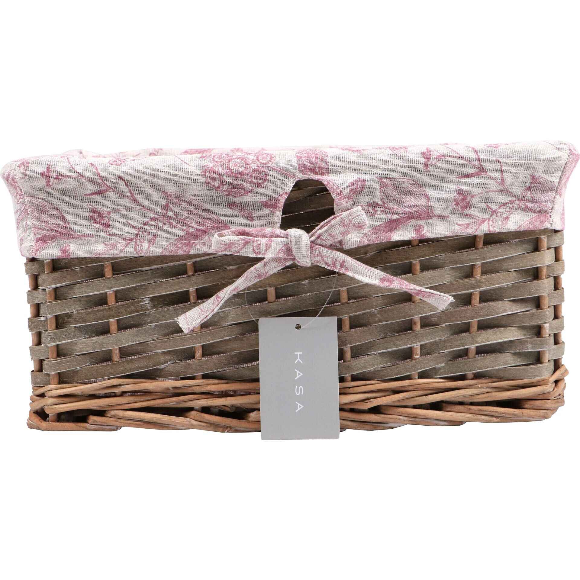 Cesto18x28x14cm com Tecido Cru com Flores Rosa Kasa - 1 un | Continente ...