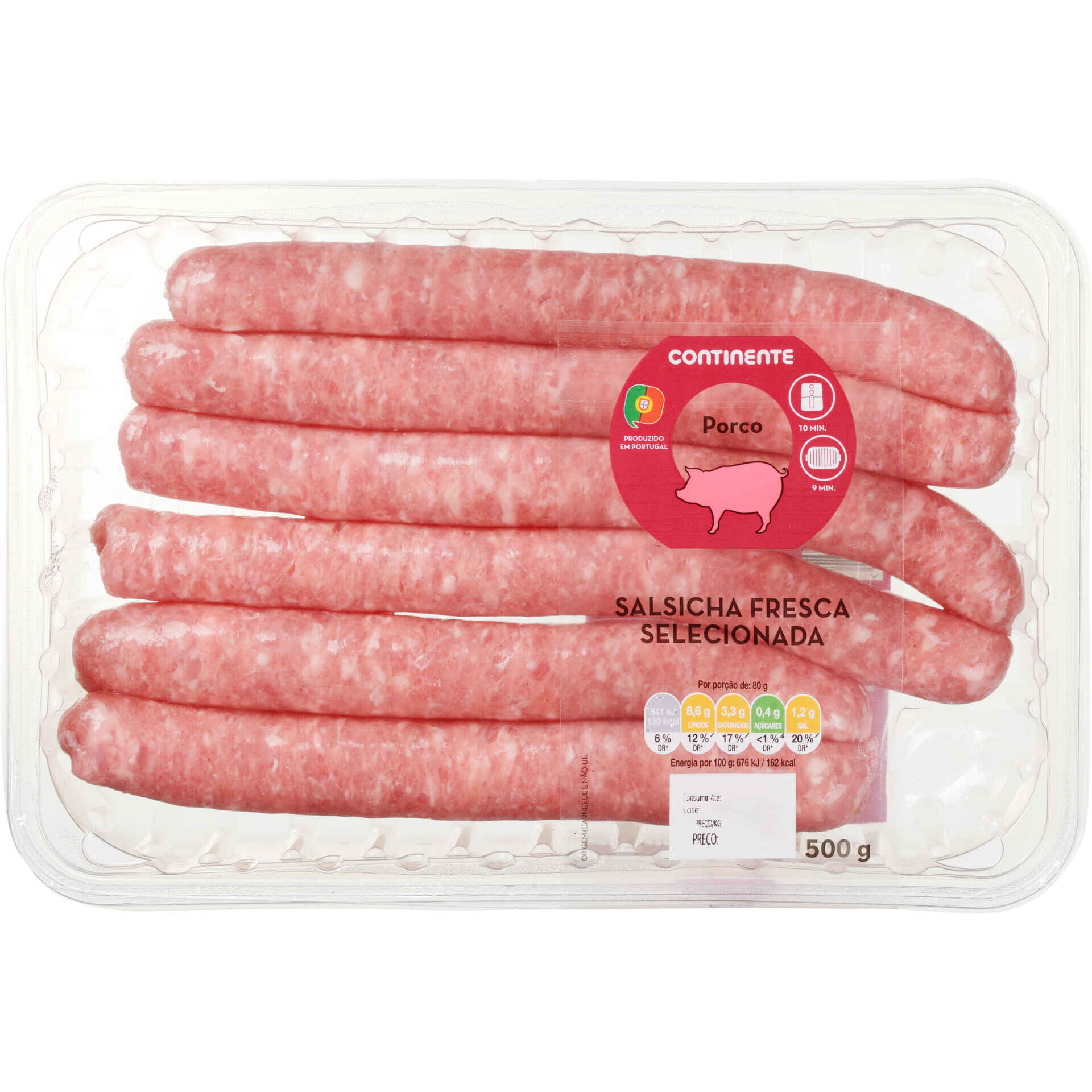 Salsichas Frescas de Porco Continente Seleção - emb. 500 gr ...
