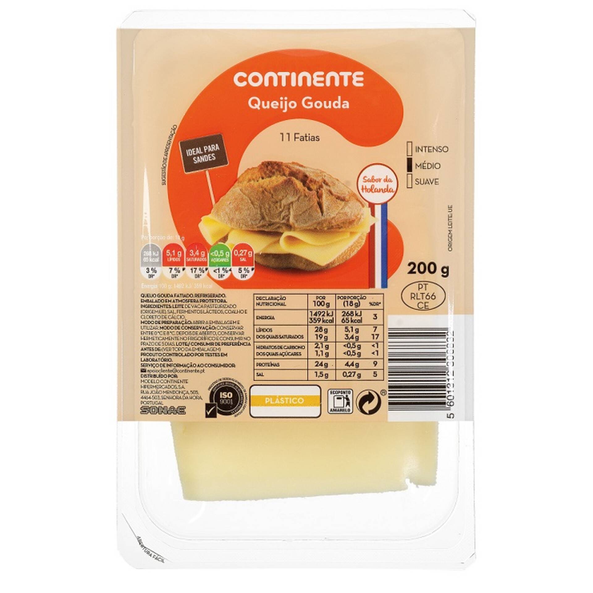 Queijo Gouda Fatiado - emb. 200 gr - Continente | Continente Online