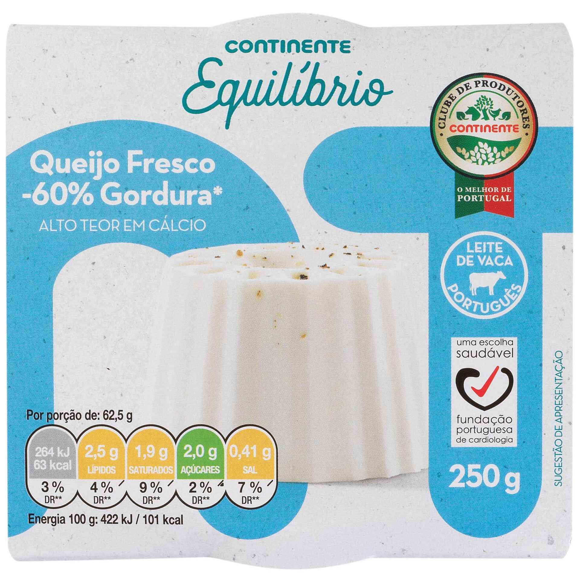 Queijo Fresco Longa Duração Light Continente Equilíbrio - emb. 250 gr ...