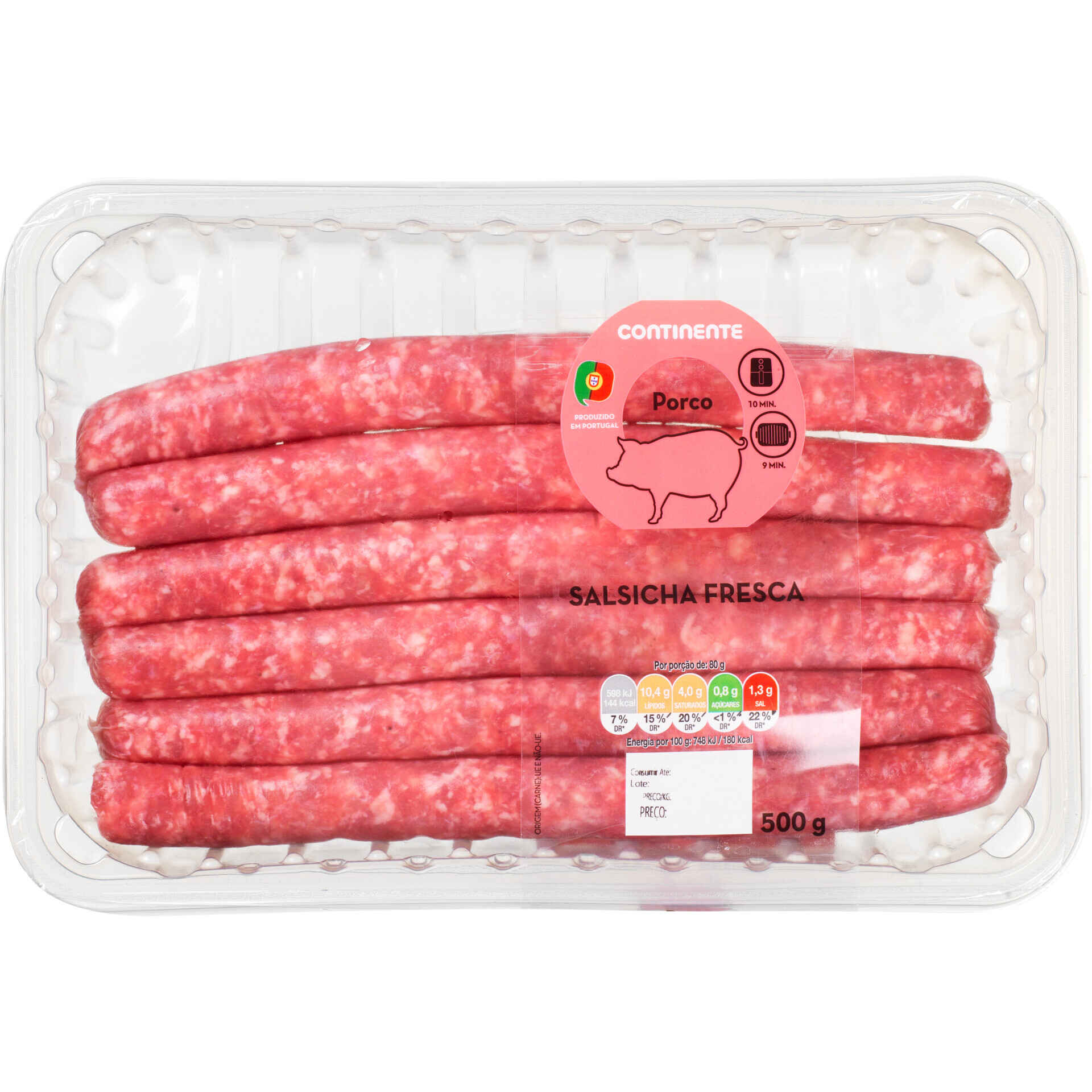 Salsichas Frescas de Porco Continente | Continente Online