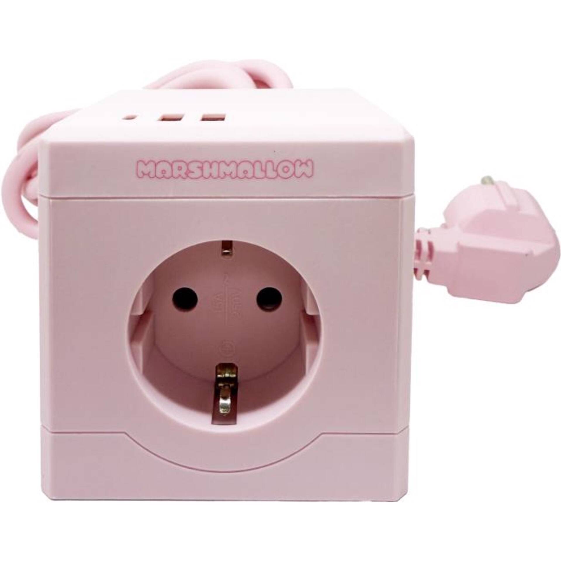 Cubo 3 Tomadas, 2 USB e 1 Type C 1,5m Rosa Marshmallow | Continente Online