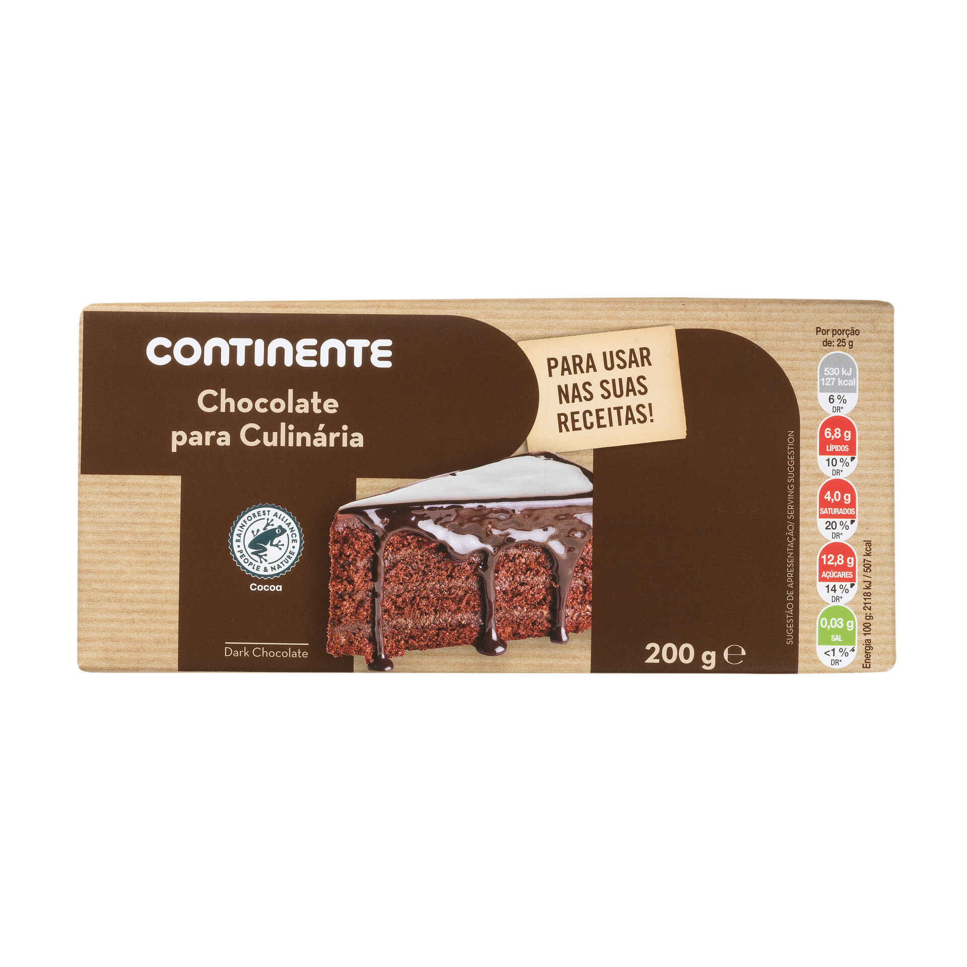Tablete de Chocolate Culinária 43% Continente - emb. 200 gr ...
