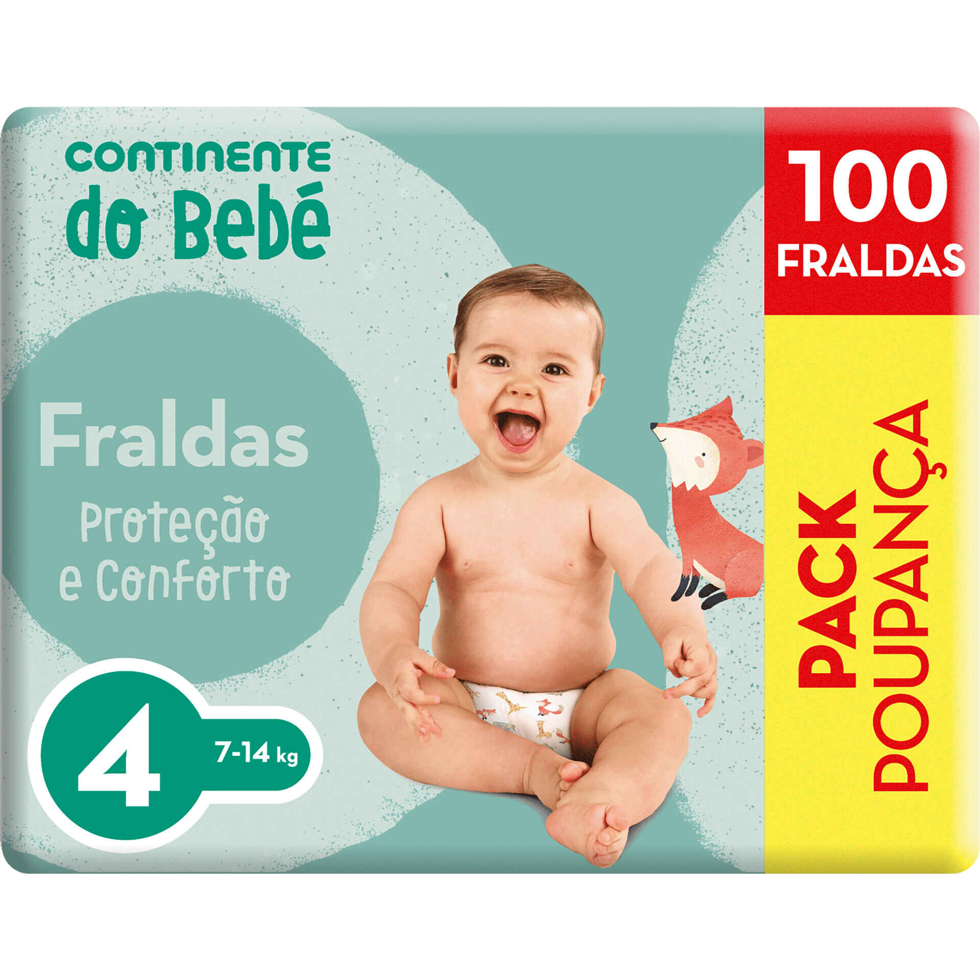 Fraldas Proteção e Conforto 7-14kg T4 Continente do Bebé - emb. 100 un ...
