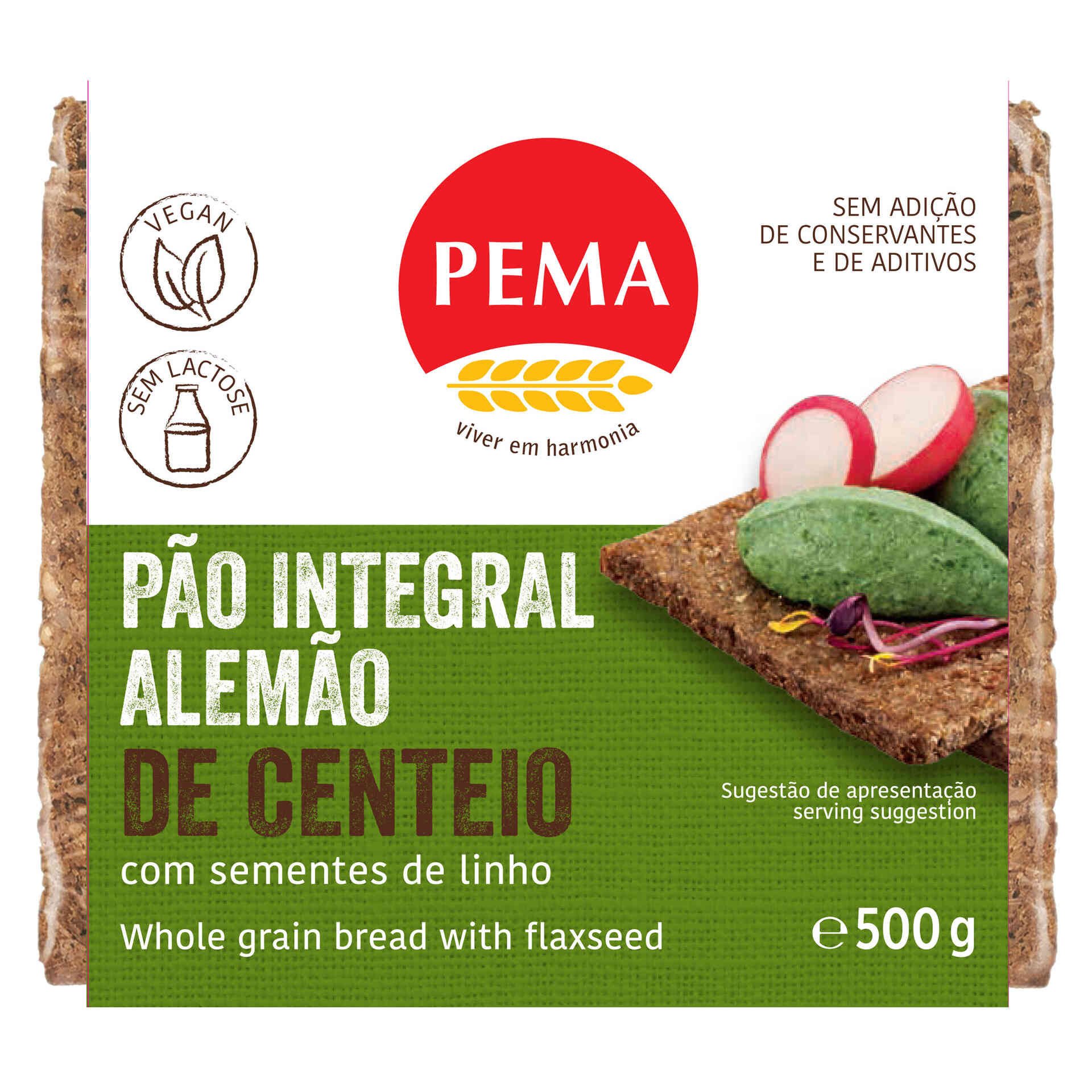 Pão Alemão Integral de Centeio com Sementes de Linho Pema - emb. 500 gr ...