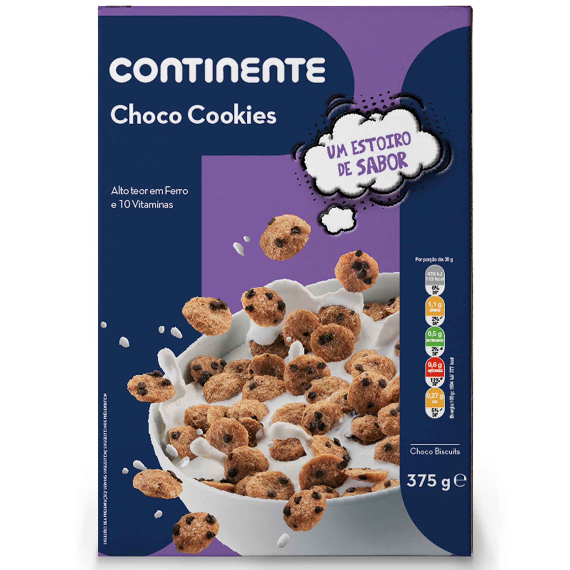 Cereais Choco Cookies - emb. 375 gr - Continente | Continente Online