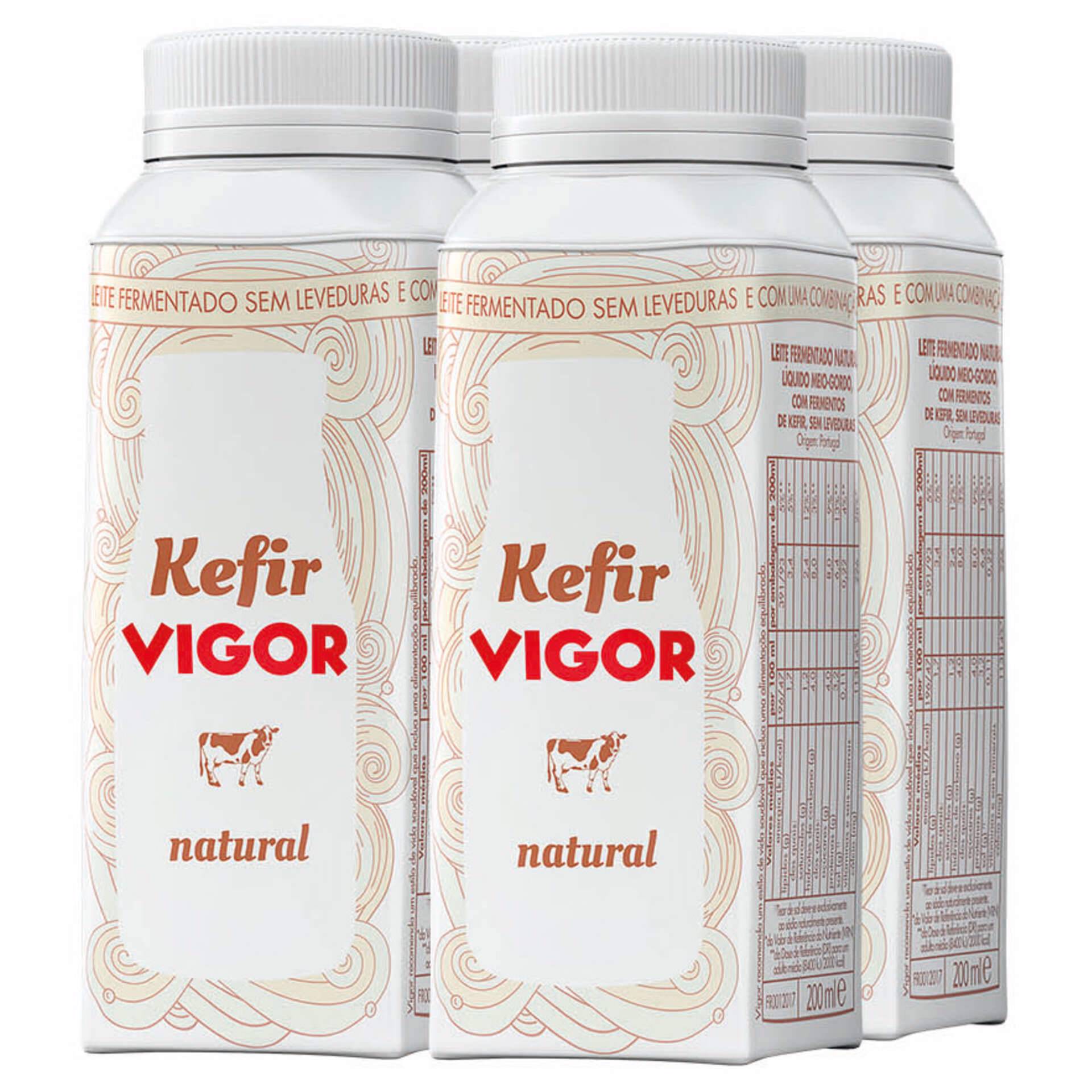 Leite Kefir Natural - emb. 4 x 200 ml - Vigor | Continente Online