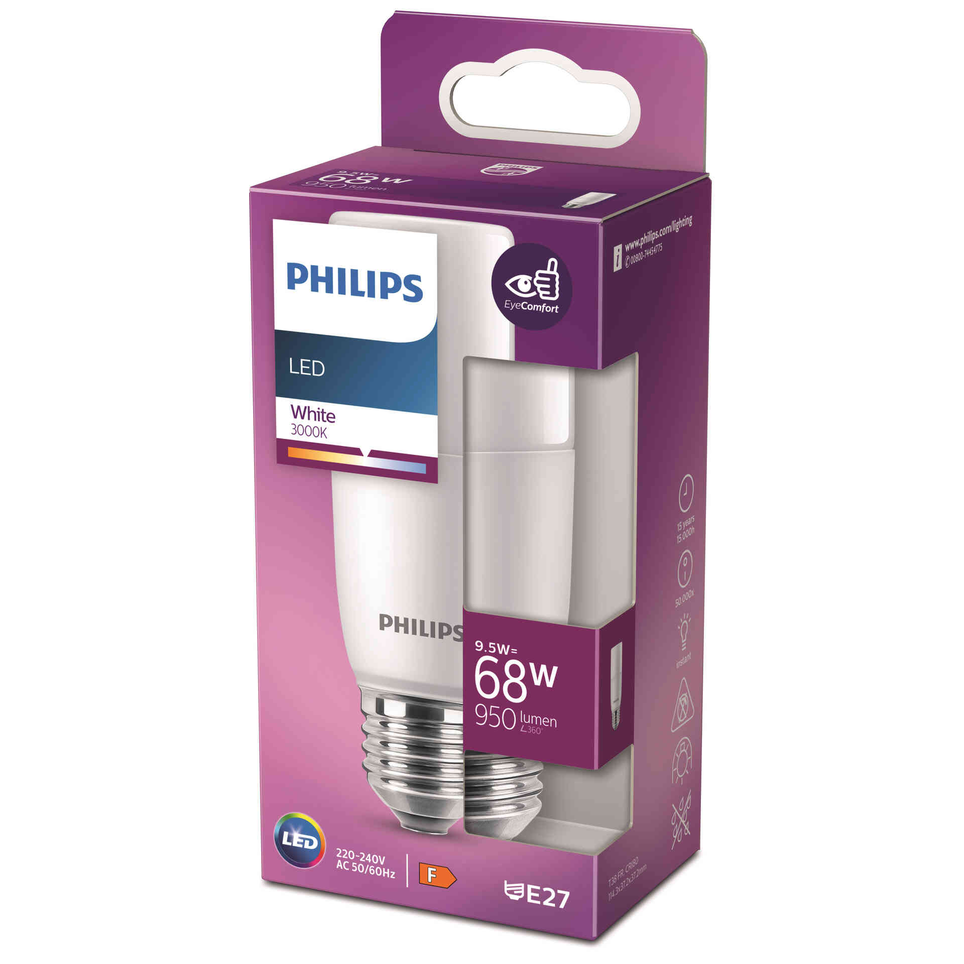 Lâmpada LED Stick Economizadora E27 3000K 68W Philips | Continente Online
