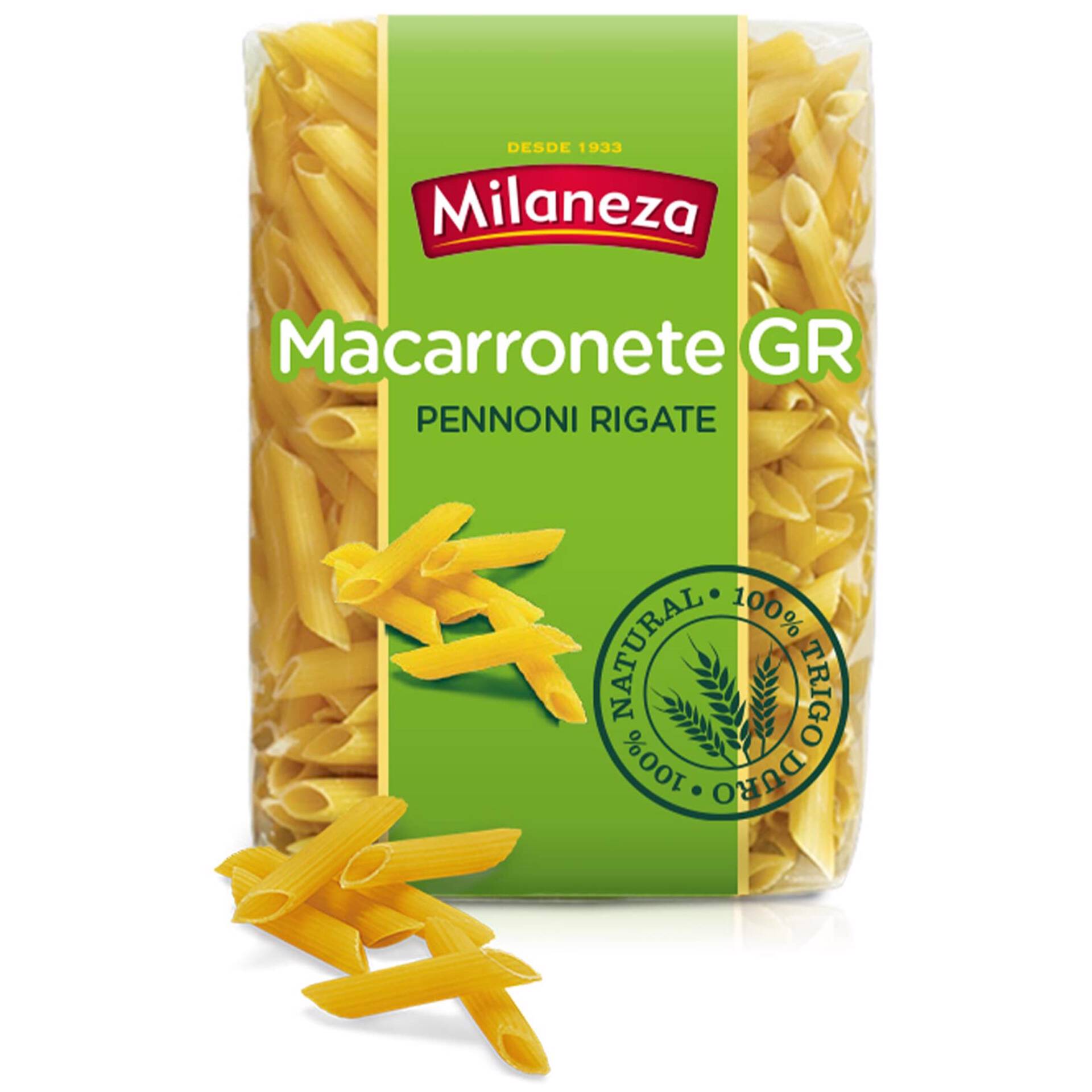 Massa Macarronete Penne Grande Riscado emb. 500 gr - Milaneza | Continente