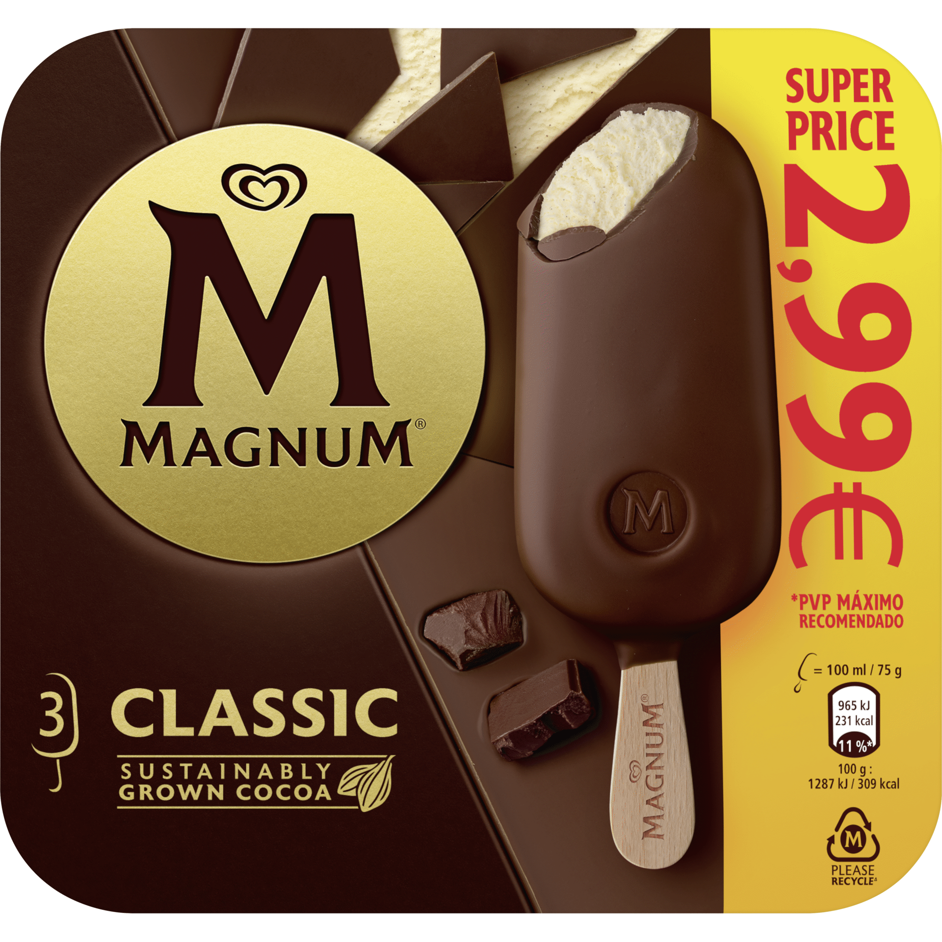 Gelado Chocolate Clássico Magnum | Continente Online