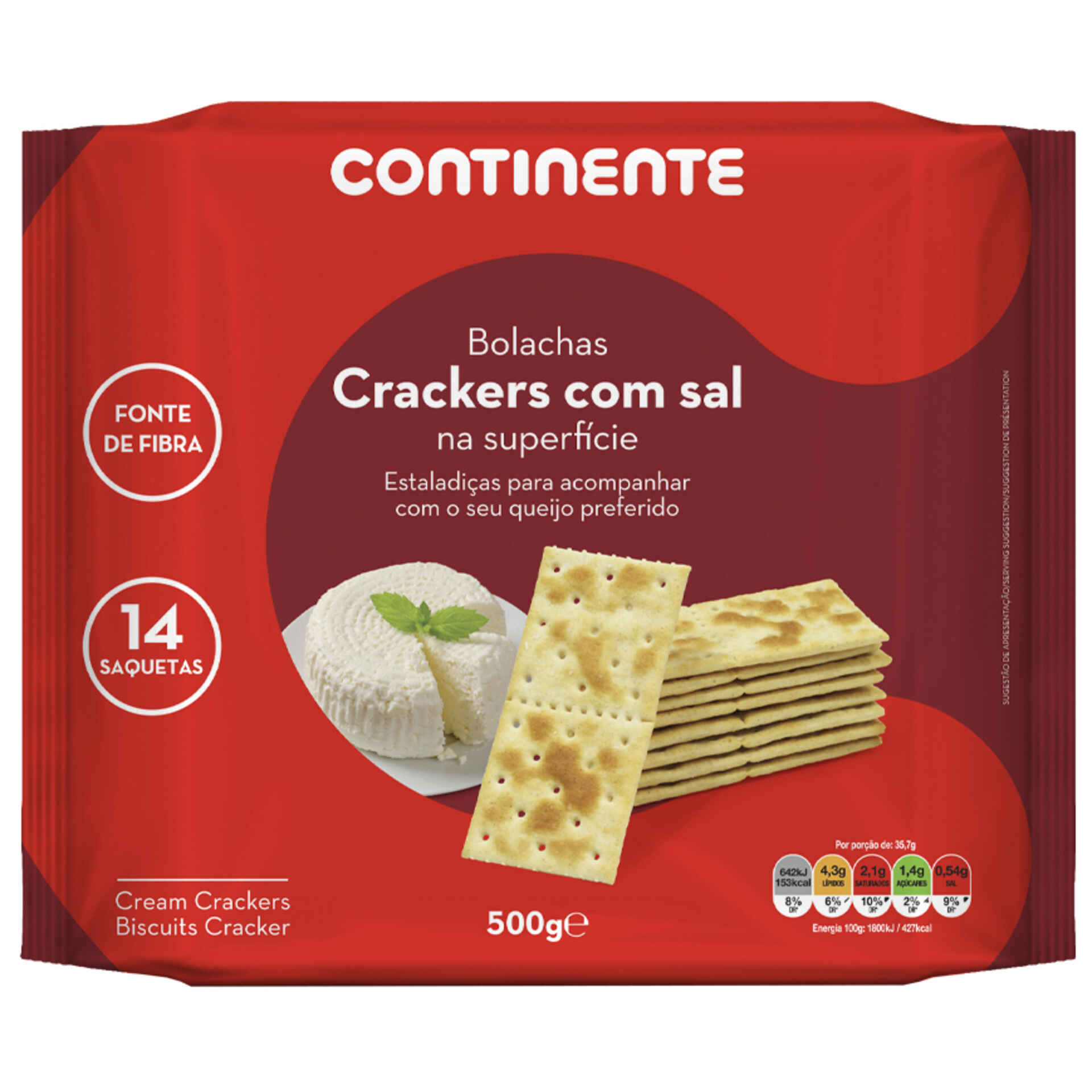 Bolachas Crackers com Sal Continente - emb. 500 gr (14 un) | Continente ...