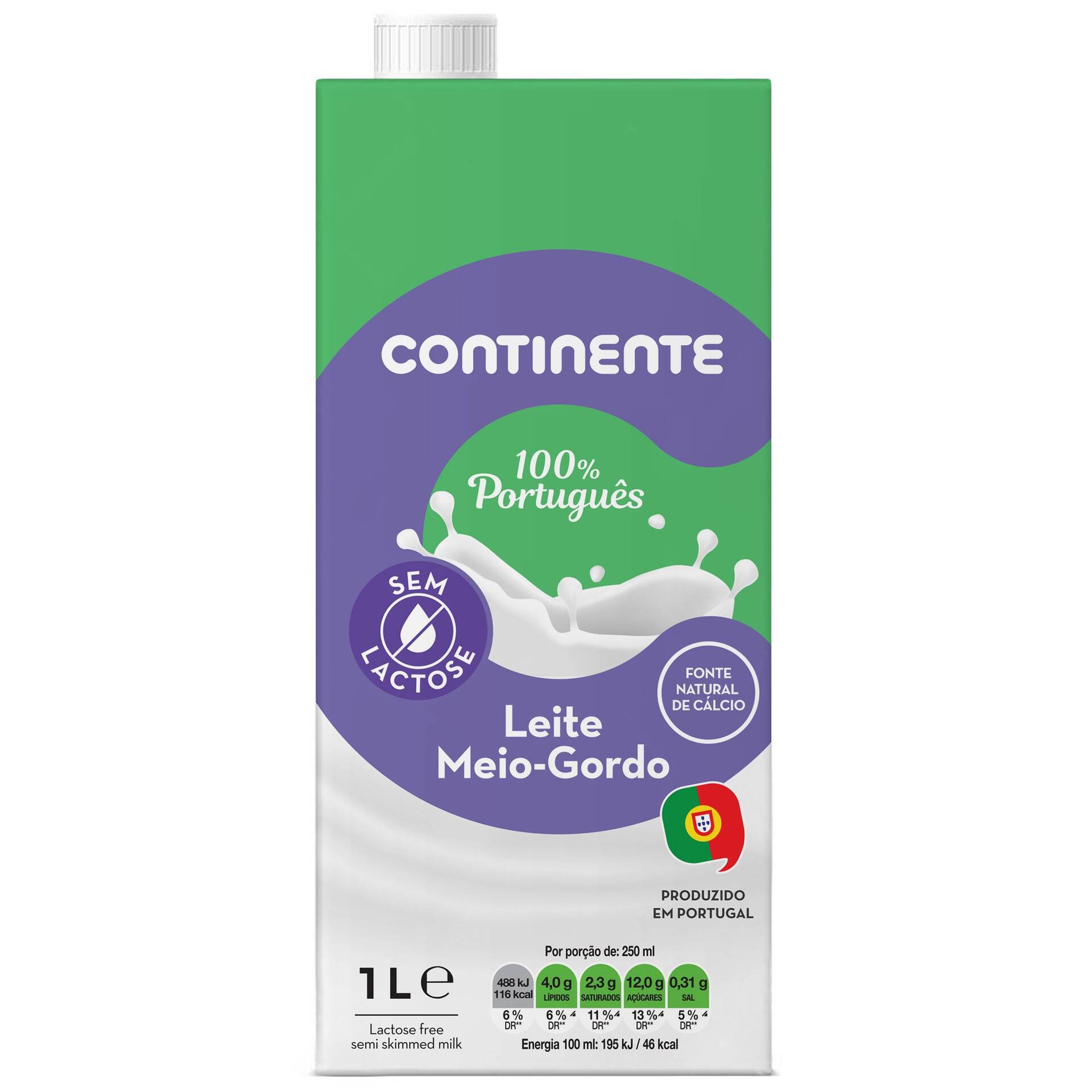 Leite UHT Meio Gordo sem Lactose - Continente | Continente Online