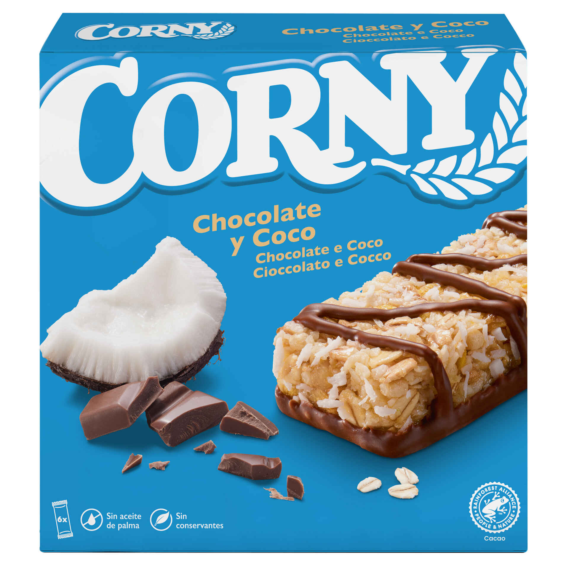 Barras de Cereais Coco com Chocolate Muesli Corny - emb. 150 gr (6 un ...