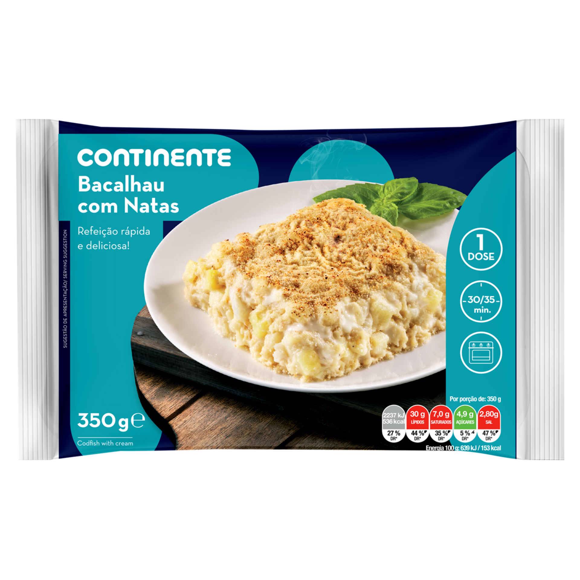 Bacalhau com Natas Continente - emb. 350 gr | Continente Online