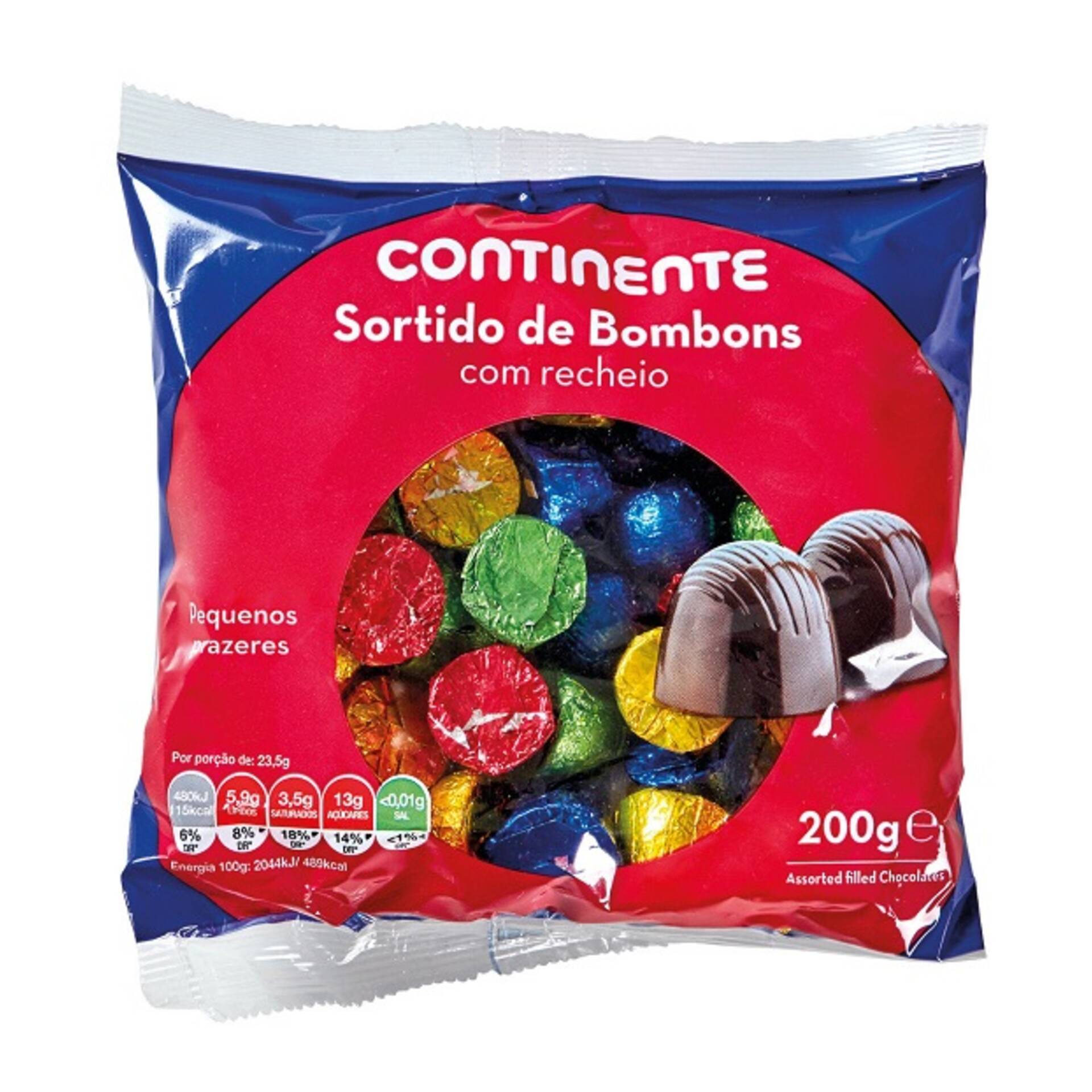Bombons de Chocolate Sortidos de Chocolate com Recheio Continente - emb ...