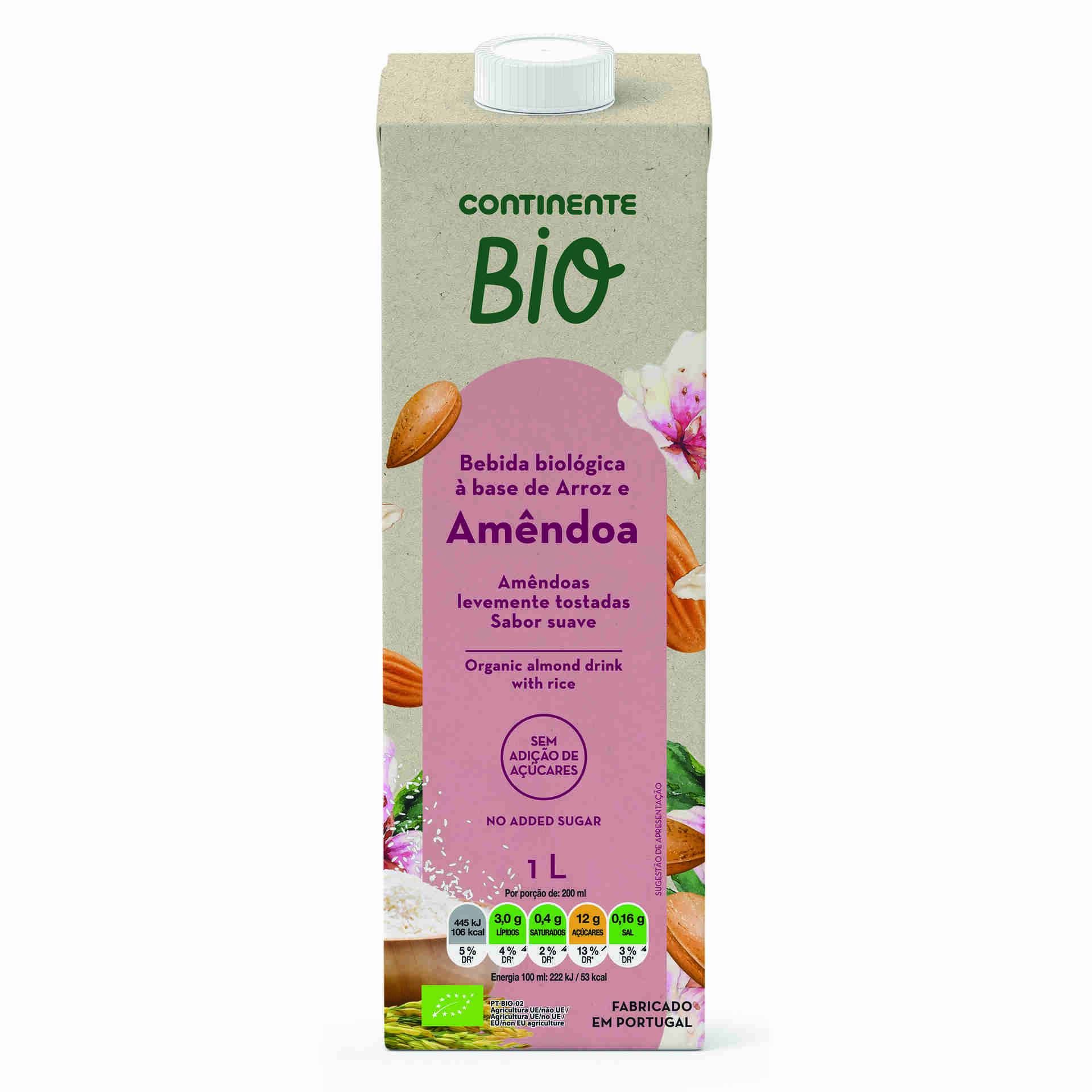 Bebida Vegetal de Arroz e Amêndoa Continente Bio - emb. 1 lt ...