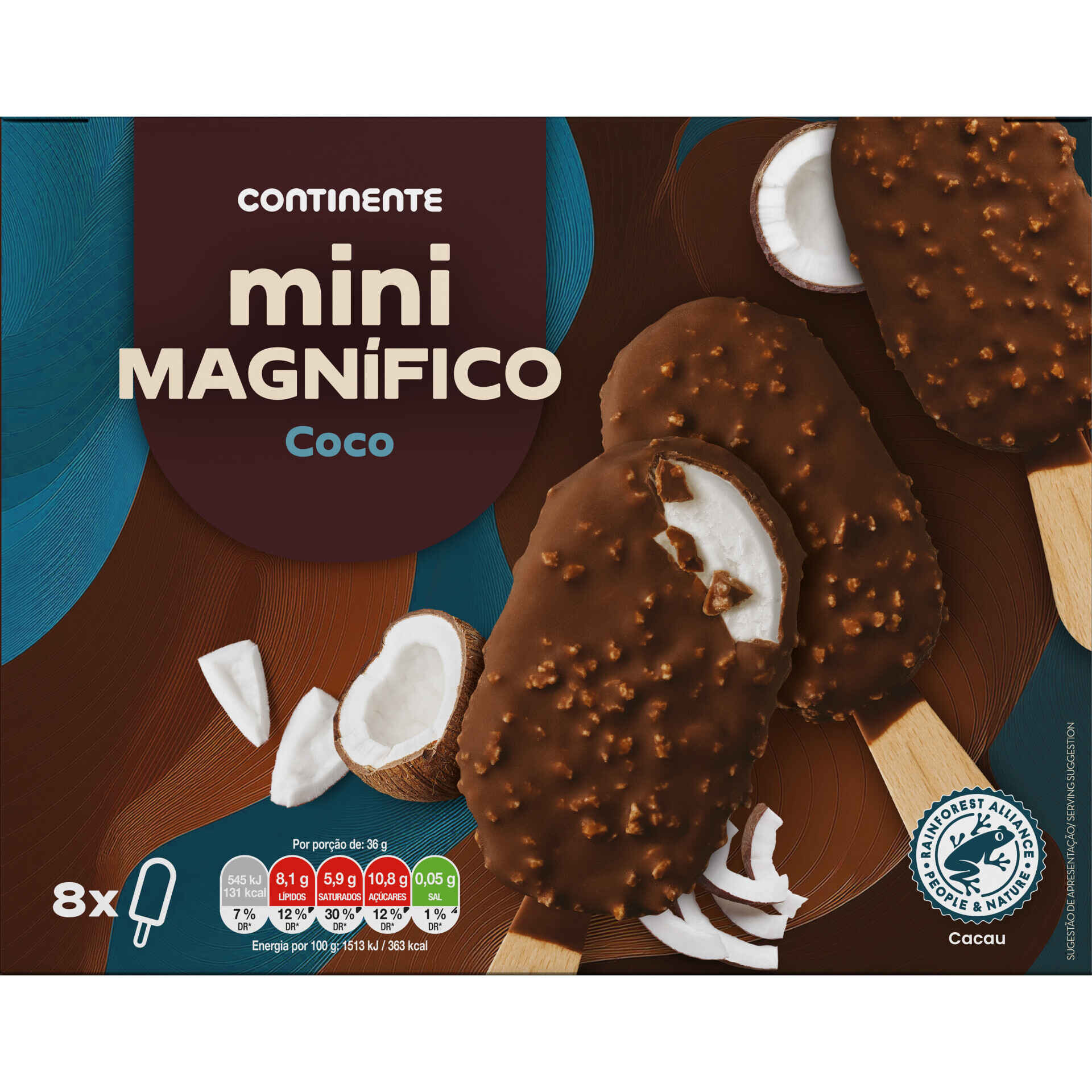 Gelado Mini Magníficos Coco Continente - emb. 400 gr (8 un ...